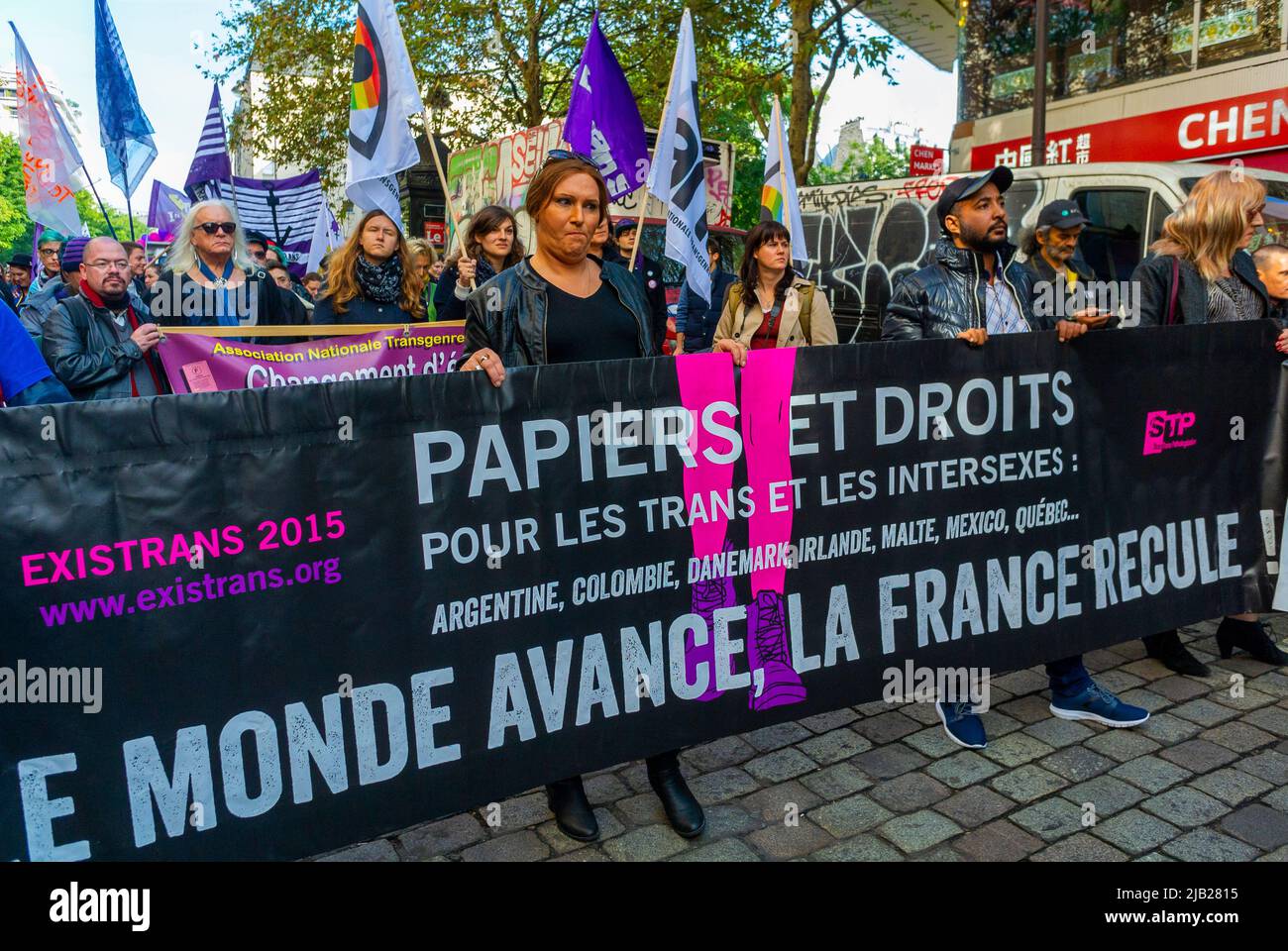 Paris, France, Large Crowd People Marching in Trans RIghts ...