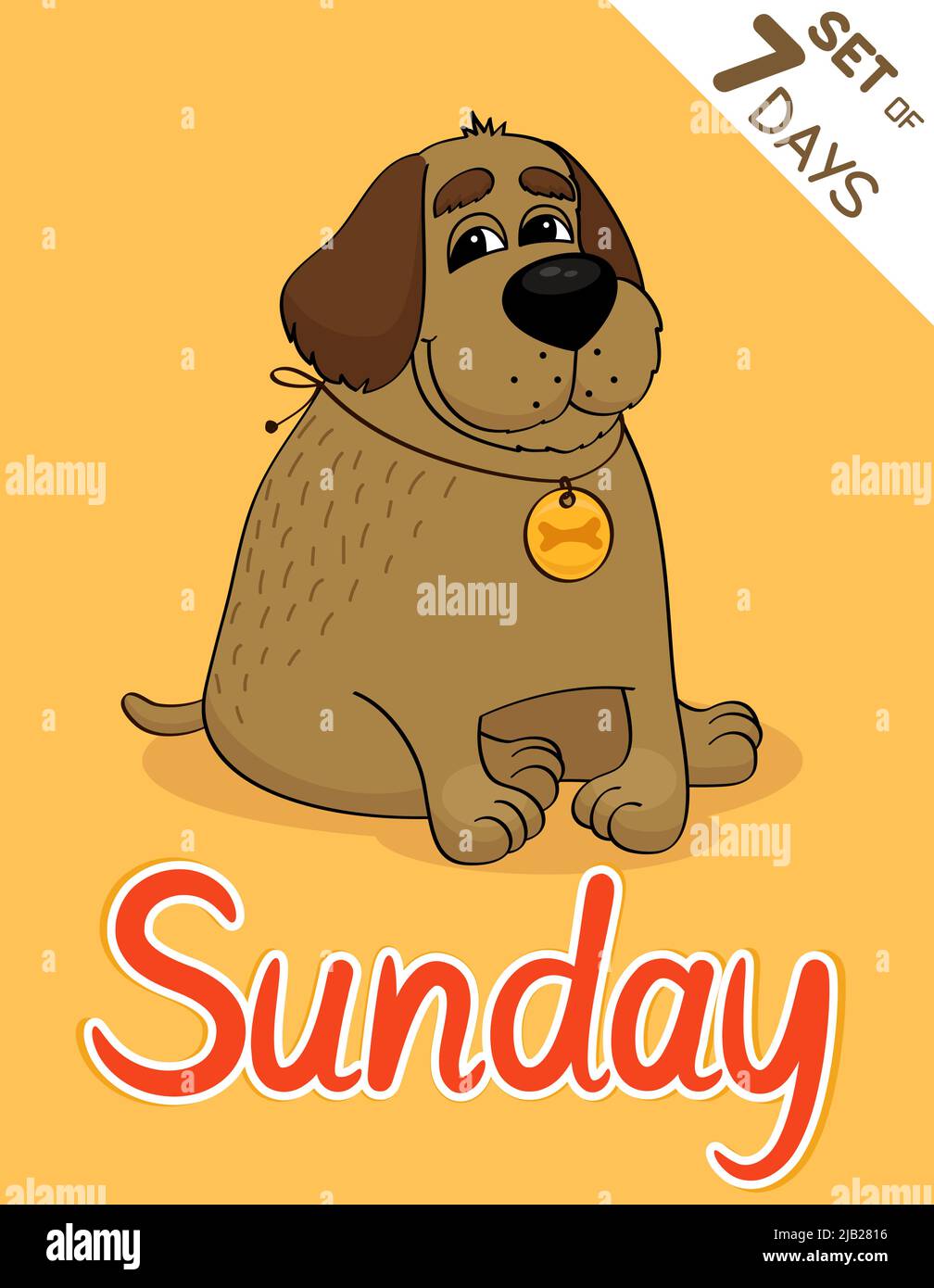 Sunday dog weekdays hipster vector illustration calendar set Stock ...