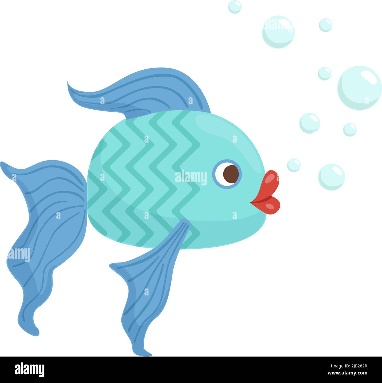 Blue fish with bubbles. Funny underwater character Stock Vector Image ...