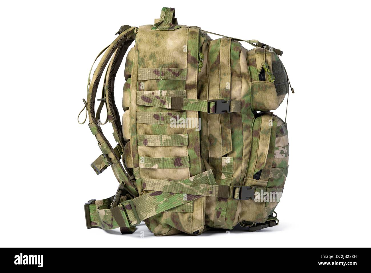 Military backpack isolated on a white background Stock Photo - Alamy