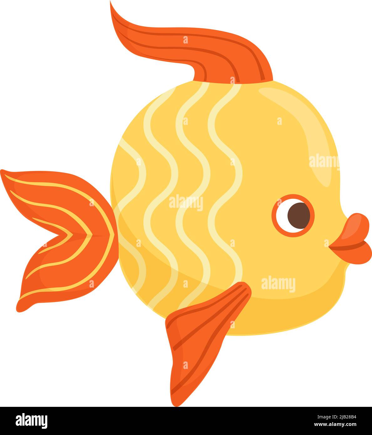 Yellow fish. Cartoon underwater animal. Funny character Stock Vector ...