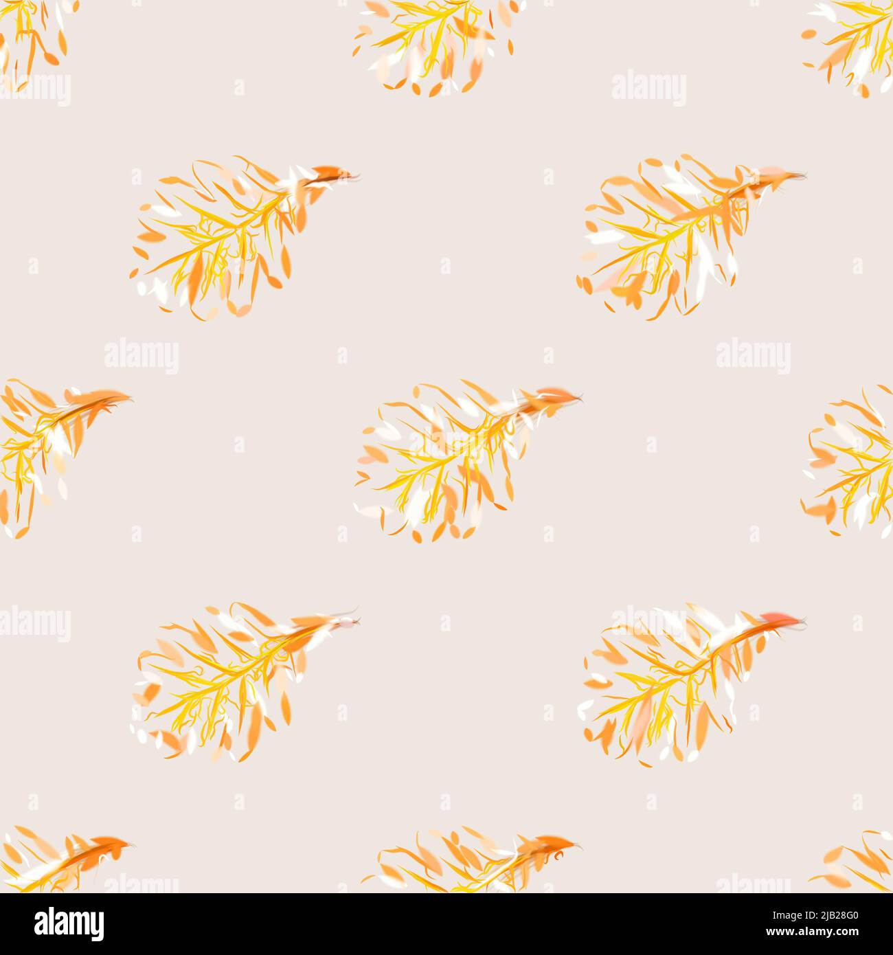 seamless pattern green leaves on a cream background Stock Photo - Alamy