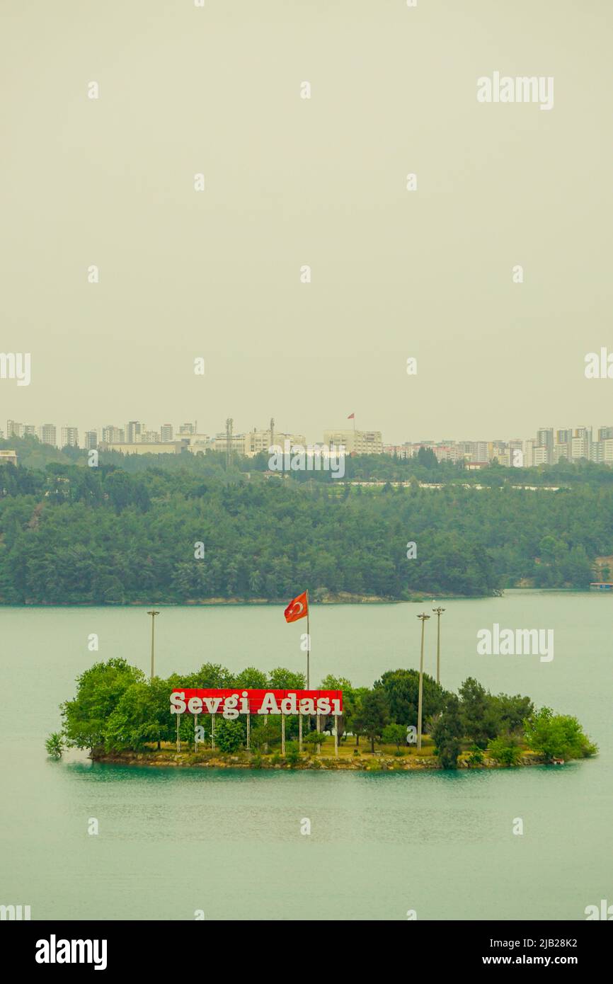 Seyhan River and Sevgi Adasi Love Island at Adana Turkey Stock Photo ...