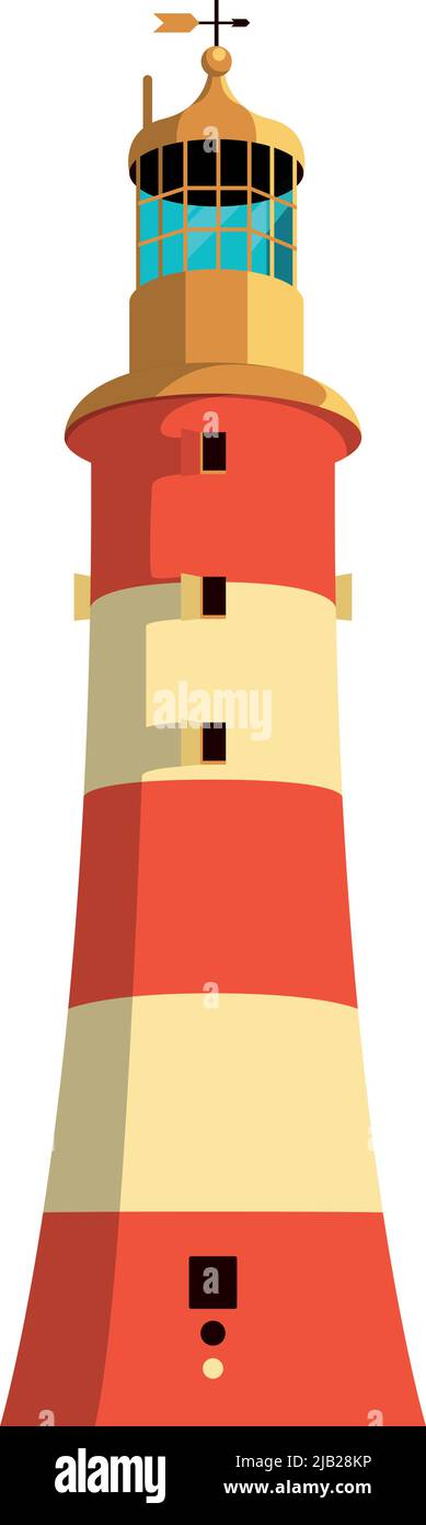 Cartoon lighthouse. Path lightning marine architecture icon Stock ...