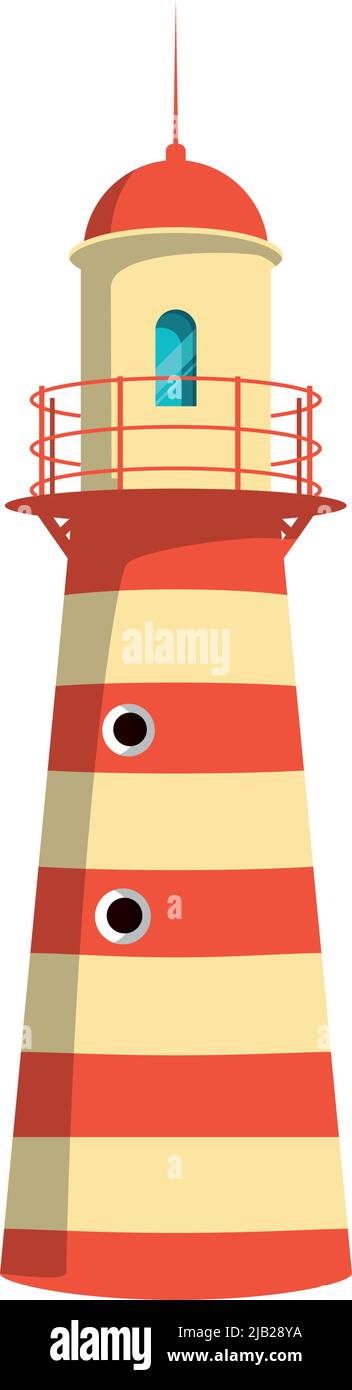 Retro lighthouse. Cartoon marine navigation coast building Stock Vector ...