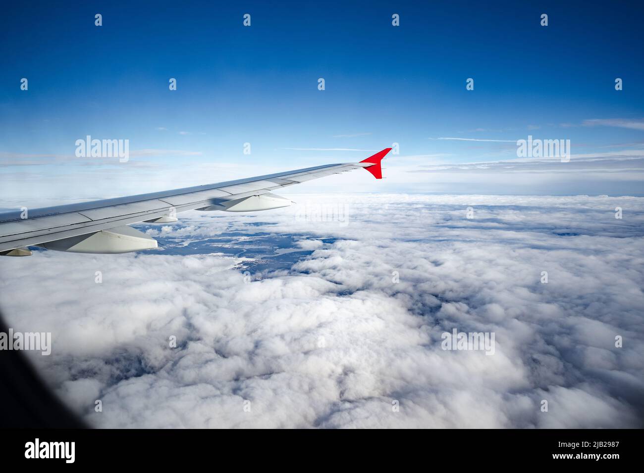 View through window of aircraft during flight Stock Photo - Alamy