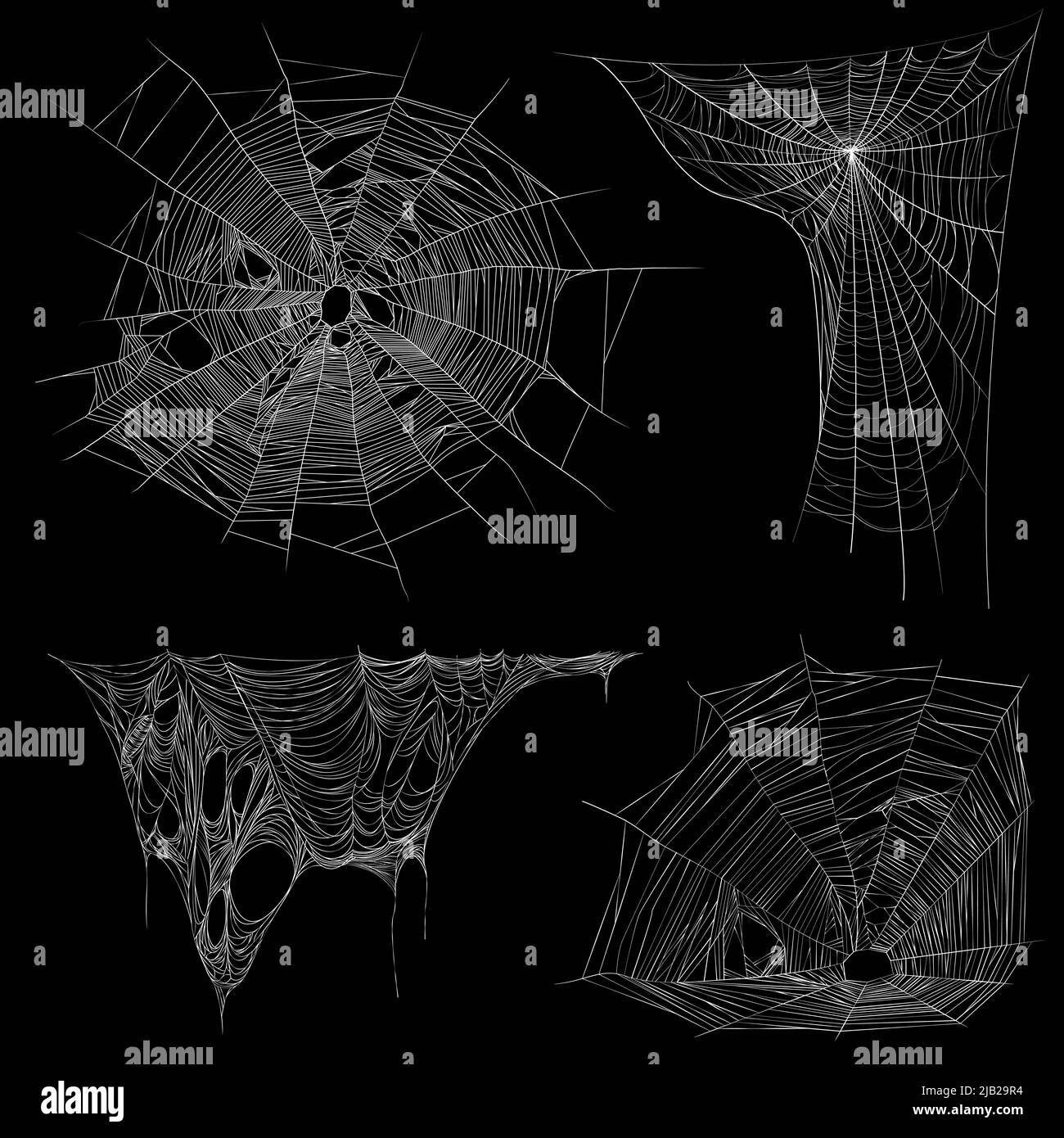 Spider web and tangling irregular cobwebs 4 realistic white images ...