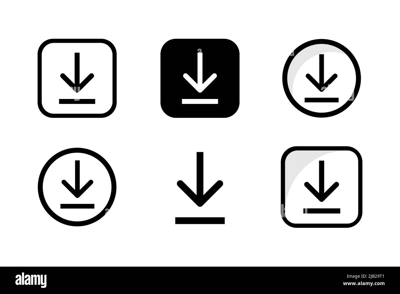 Set of download icon symbol isolated on white background. Vector ...
