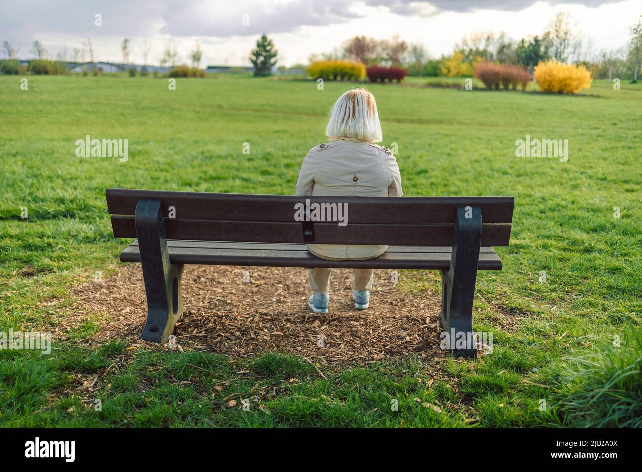 Blonde woman enjoying sunbathing in hi-res stock photography and images ...