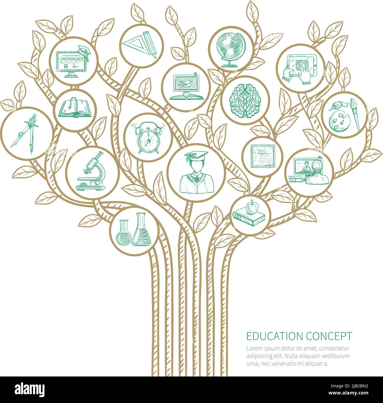 Education icons pencil tree hi-res stock photography and images - Alamy