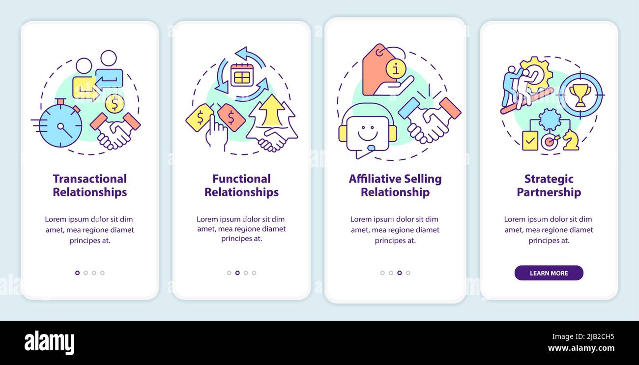 Types of sales relationships onboarding mobile app screen Stock Vector ... Types of sales relationships onboarding mobile app screen Stock Vector ...
