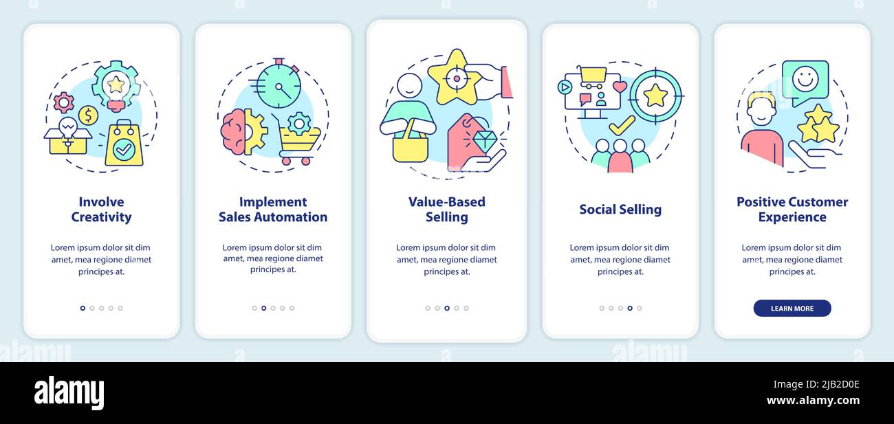 Selling tendencies onboarding mobile app screen Stock Vector Image ...