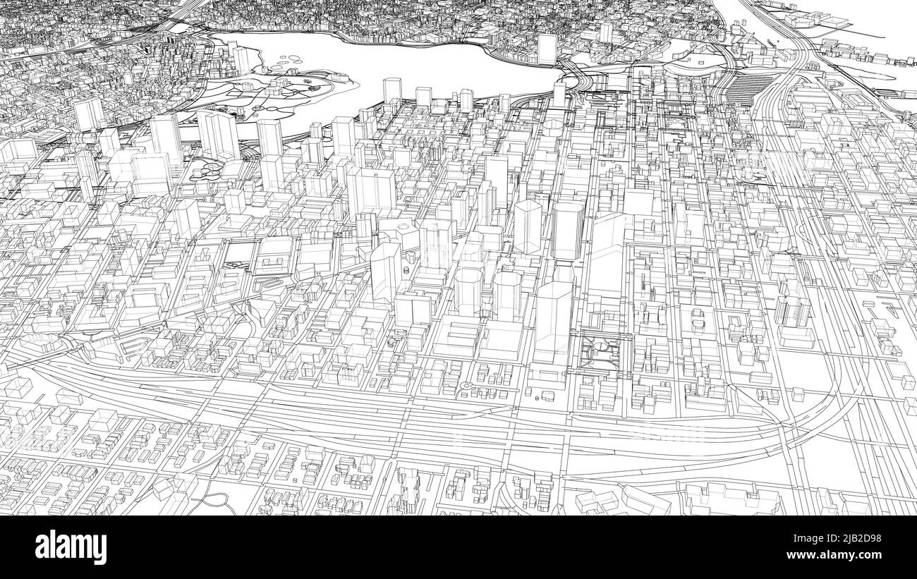 Cityscape Sketch. Vector rendering of 3d Stock Vector Image & Art - Alamy