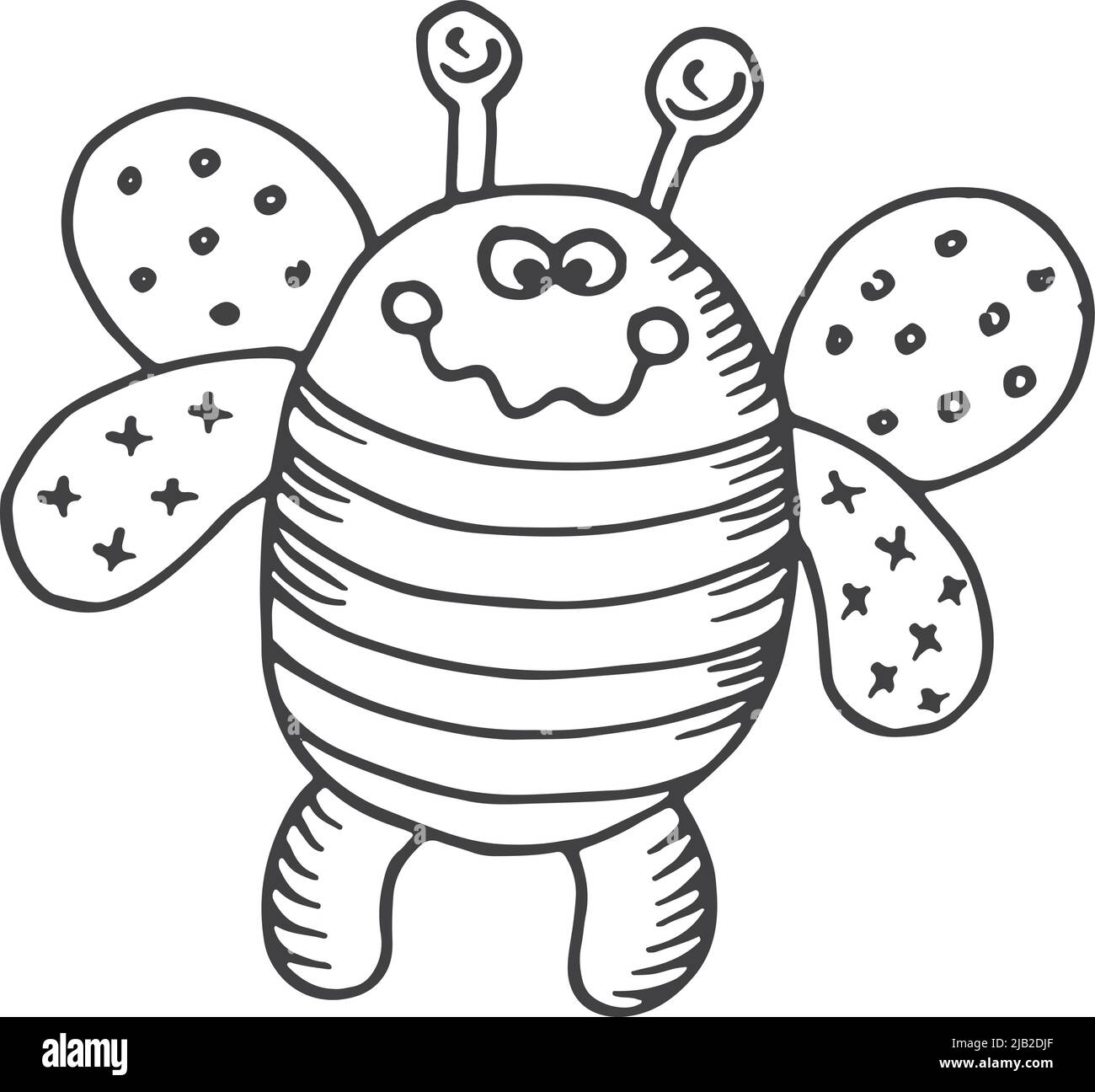 Crazy bee sketch. Funny bumblebee character smiling Stock Vector Image ...