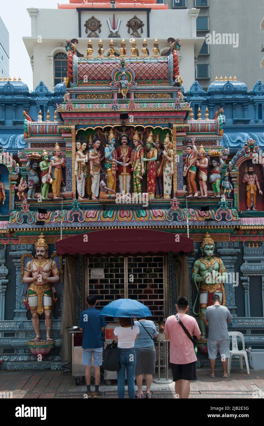 Sri Krishnan Hindu Temple in Waterloo Street, Singapore, stands beside ...