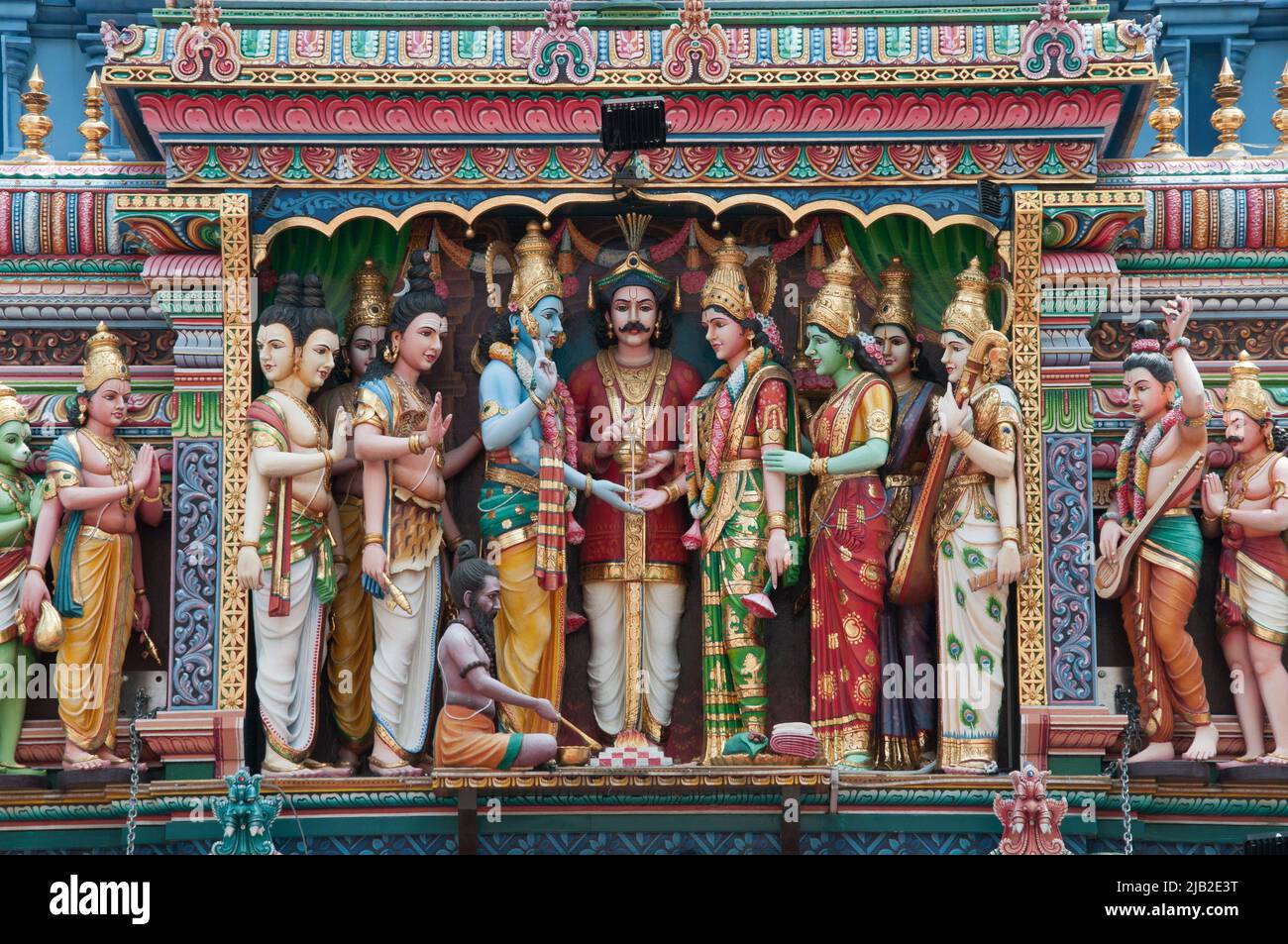 Sri Krishnan Hindu Temple in Waterloo Street, Singapore, stands beside ...