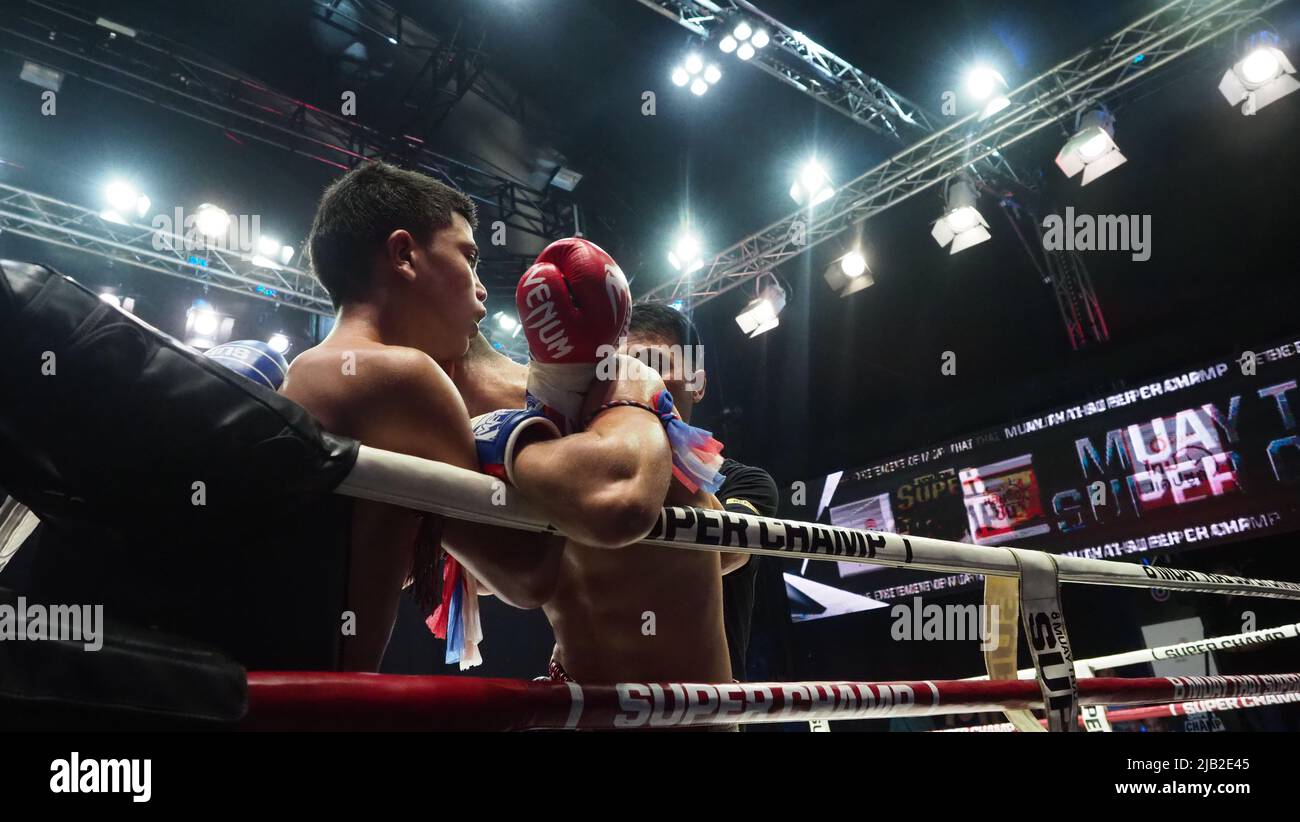 Bangkok Thailand November 11 2018. Unidentified Thai and foreign kick ...