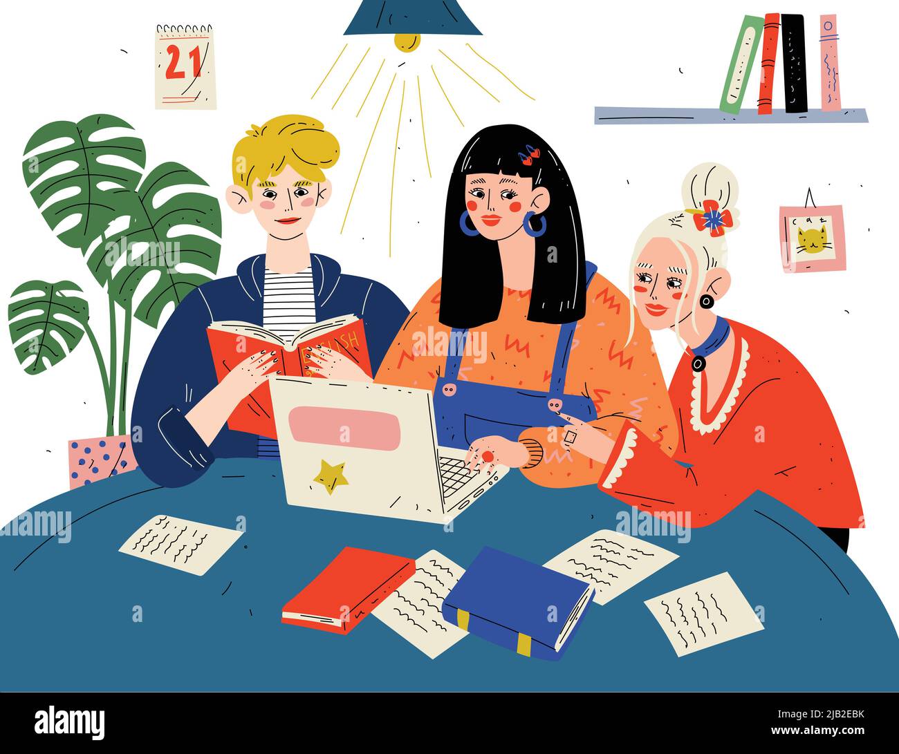 Students learn together school Stock Vector Images - Alamy