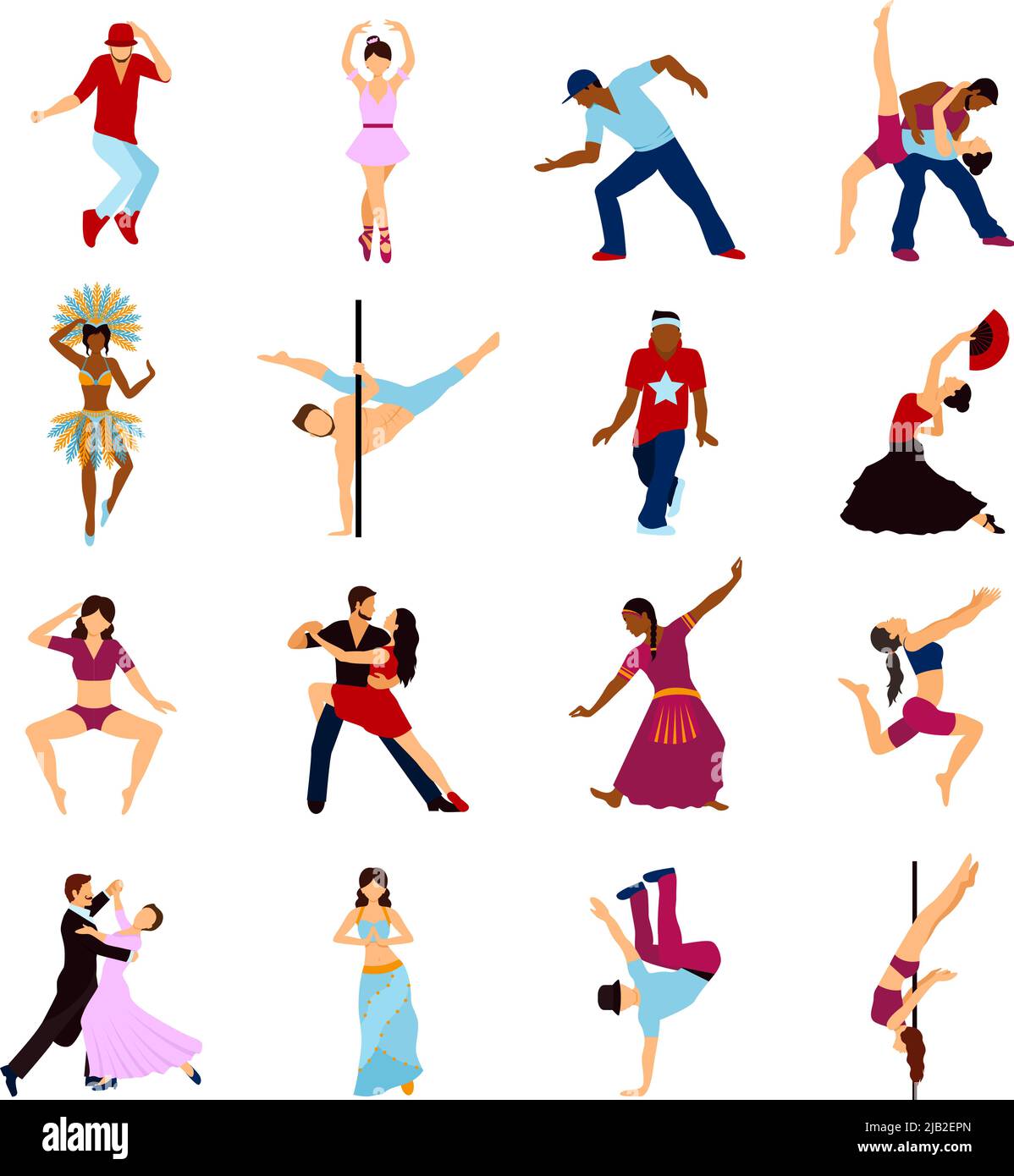 People dancing sport and social dances icons set isolated vector illustration Stock Vector Image ...