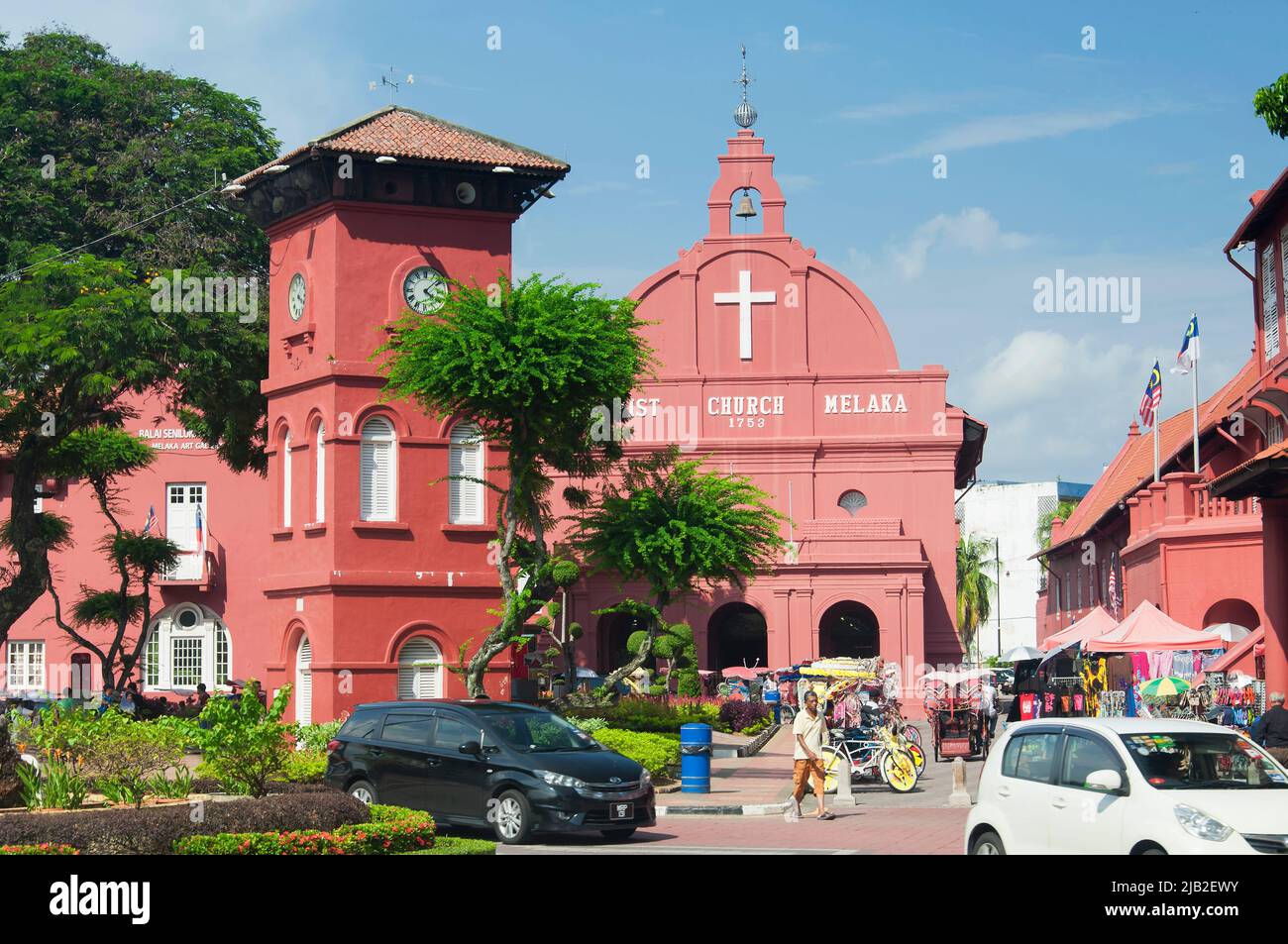 Melaka, Malaysia. August 17, 2017. the historic clock tower near christ ...