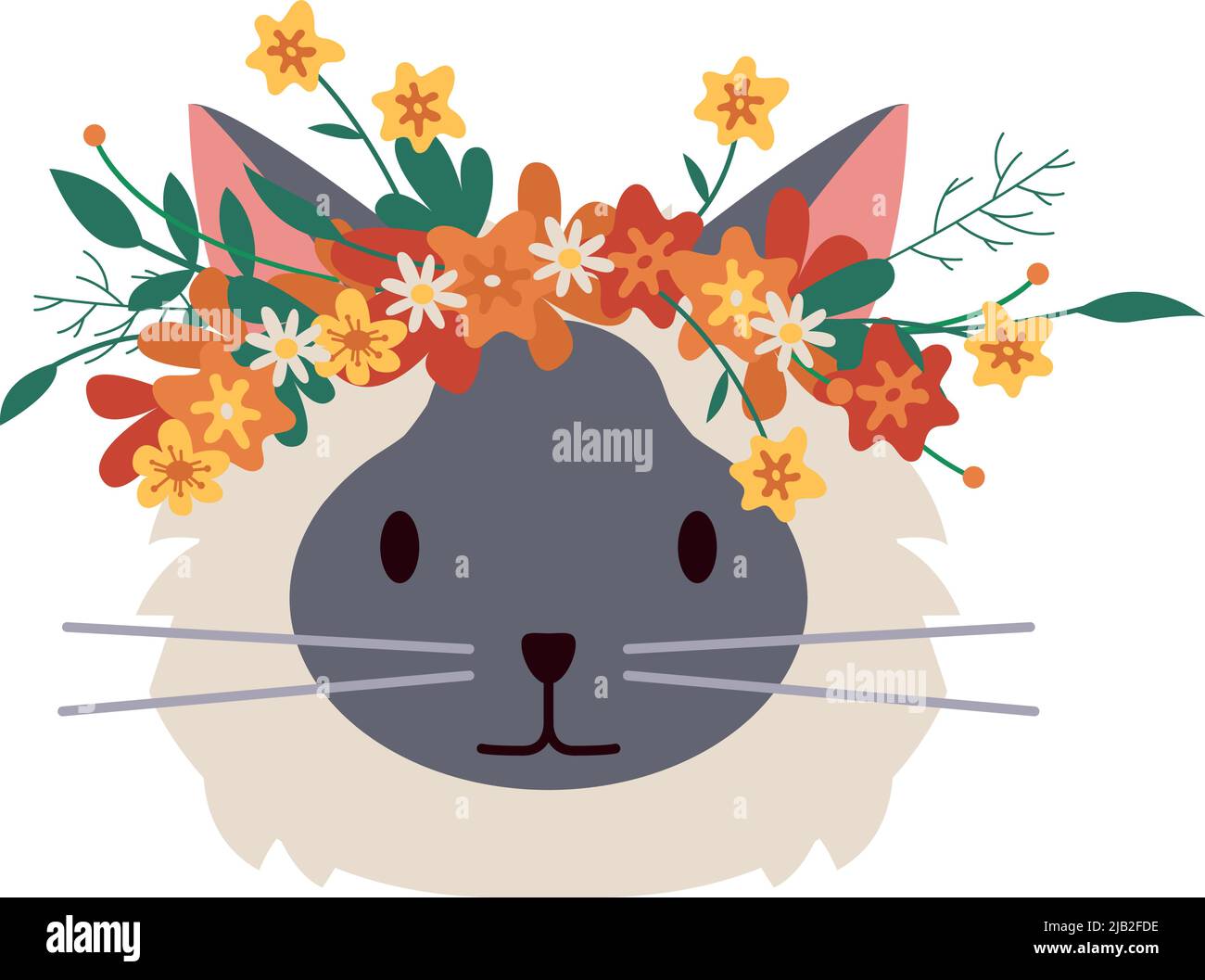 Cat with flower wreath hi-res stock photography and images - Alamy