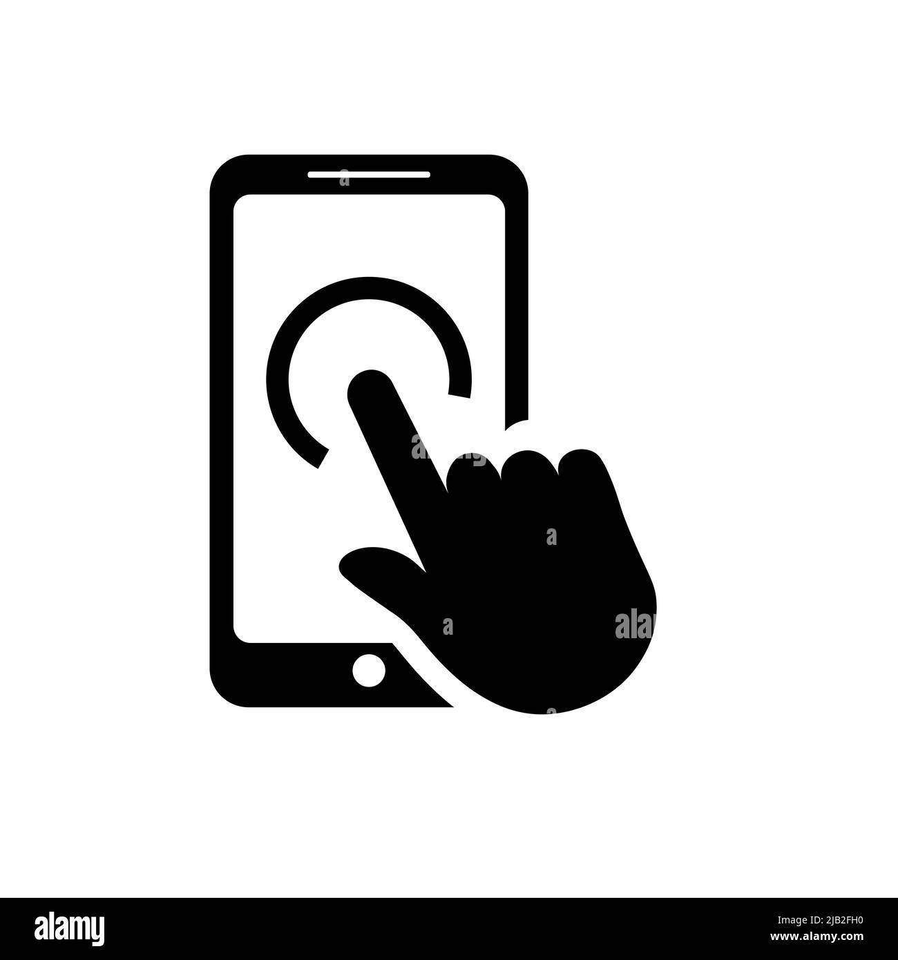 Hand touchscreen smartphone icon. Click on smartphone isolated on white ...