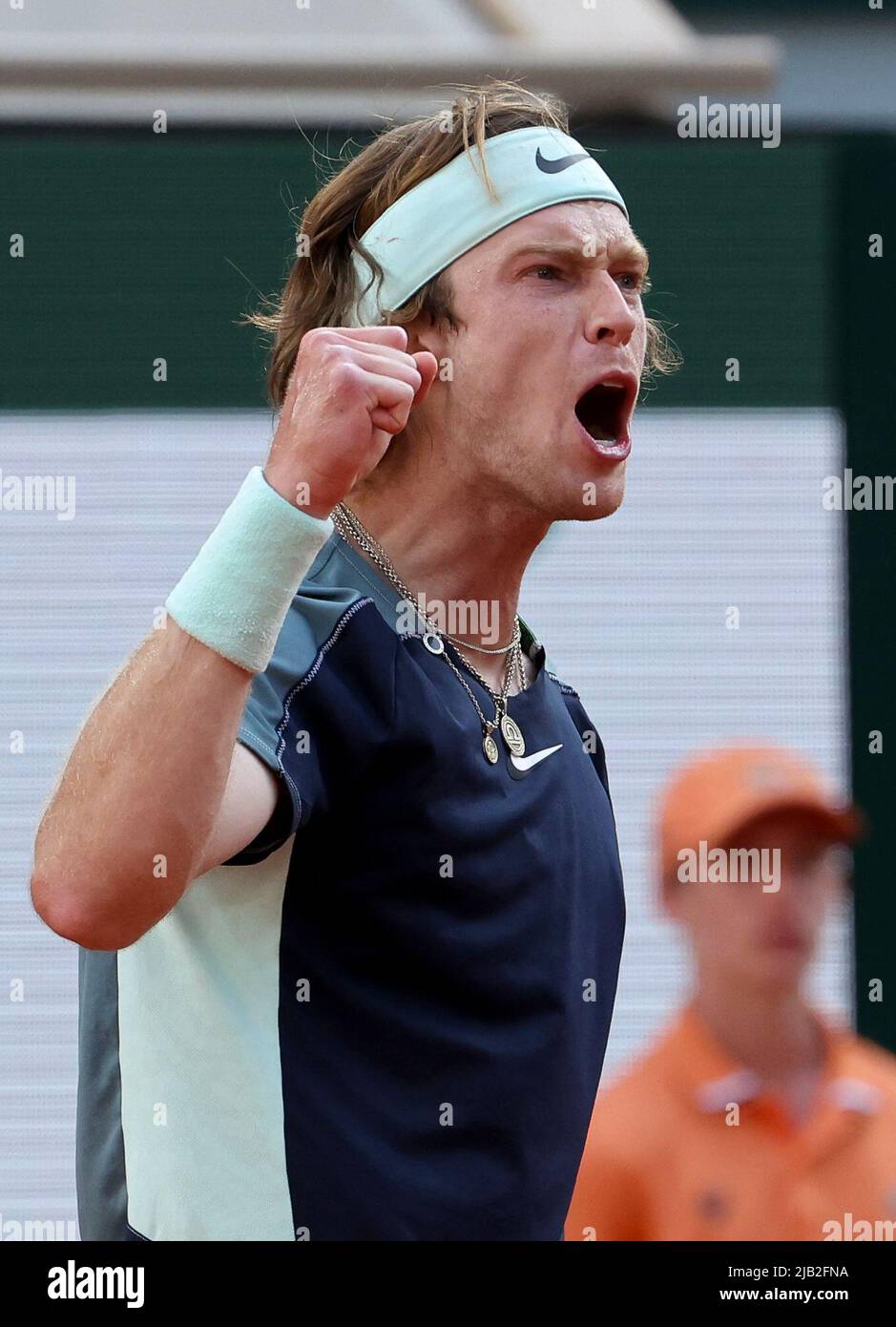 Andrey Rublev of Russia during day 11 of Roland-Garros 2022, French ...
