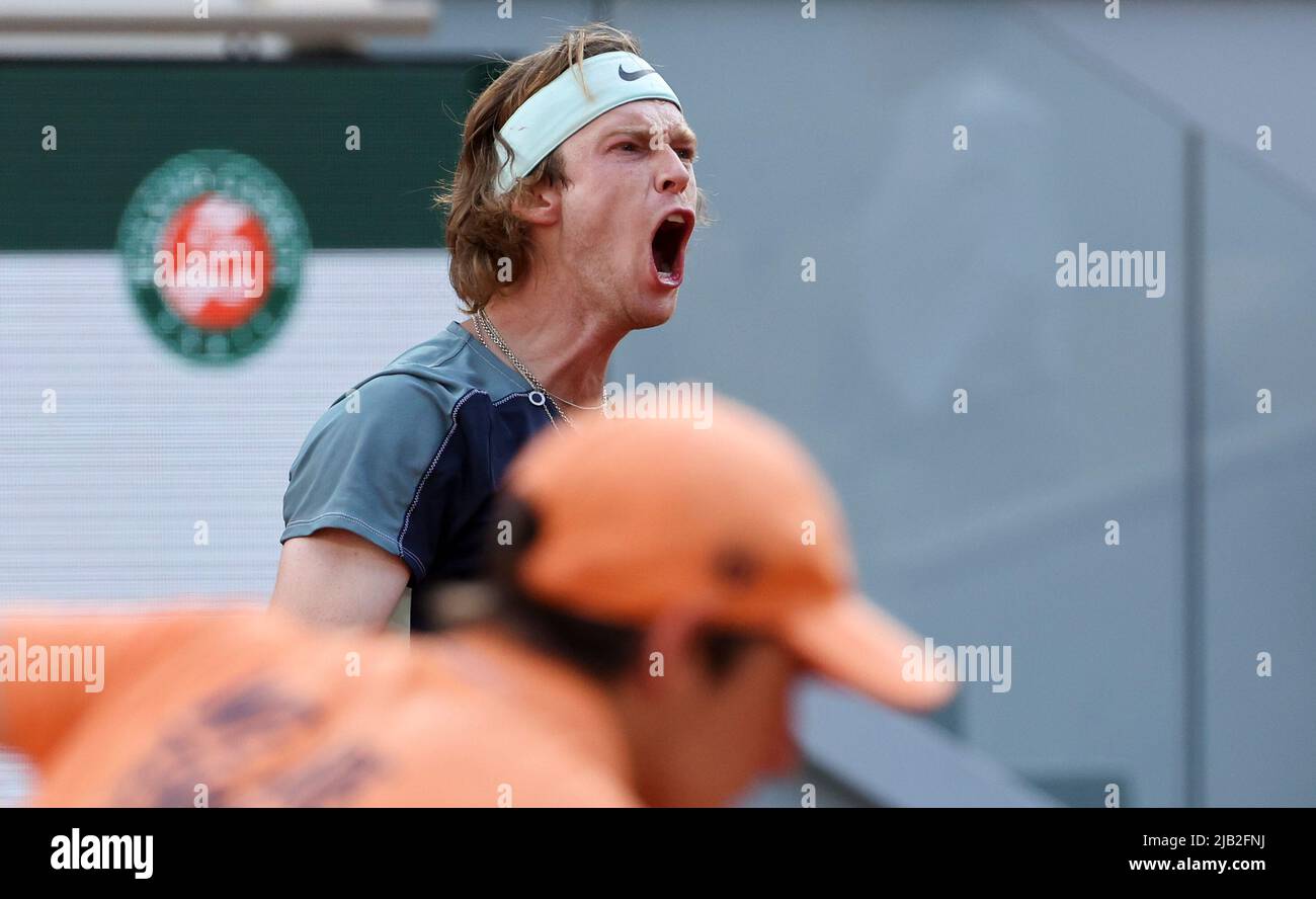 Andrey Rublev of Russia during day 11 of Roland-Garros 2022, French ...
