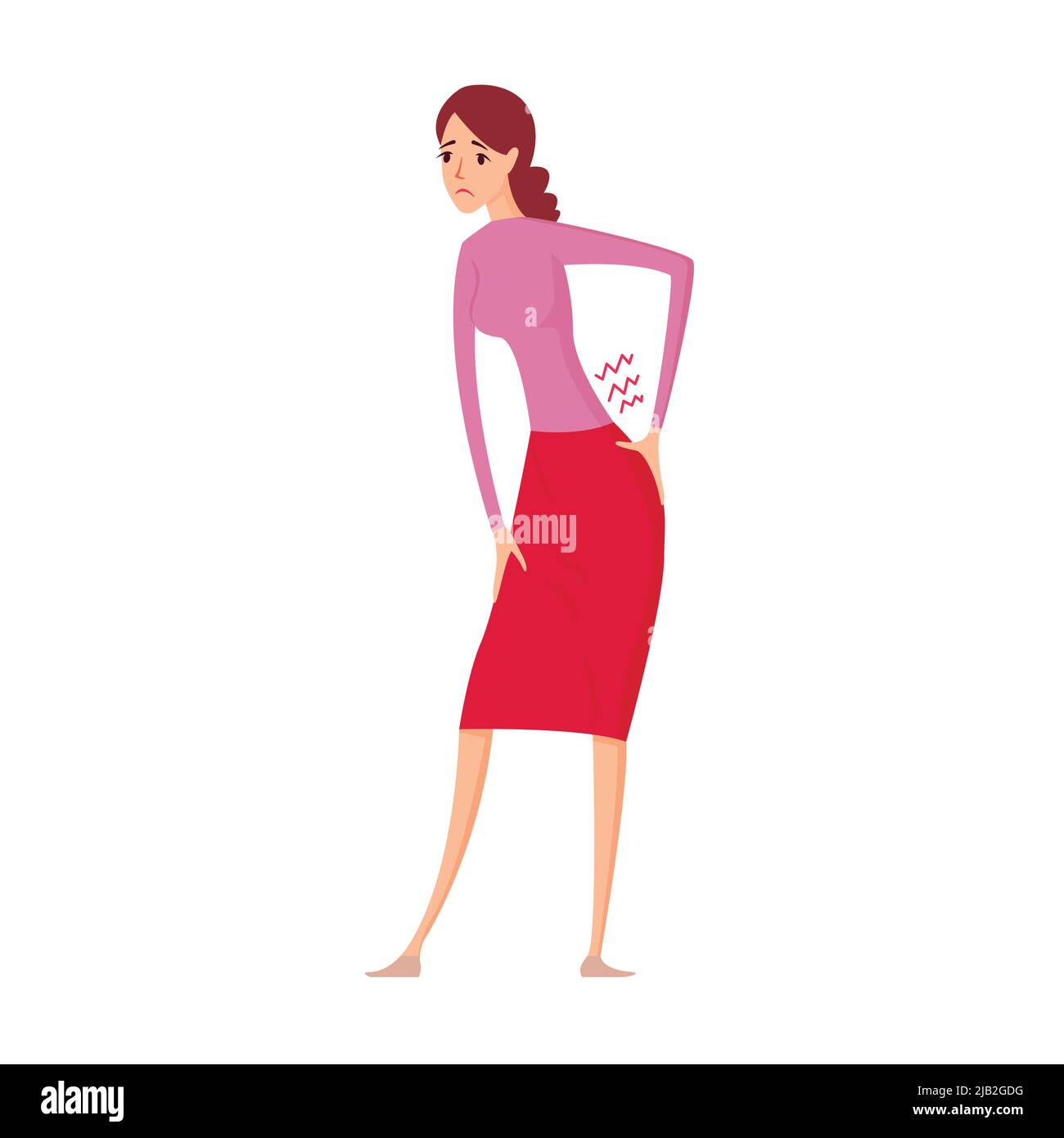 Sick women with pain in back vector illustration Stock Vector Image ...