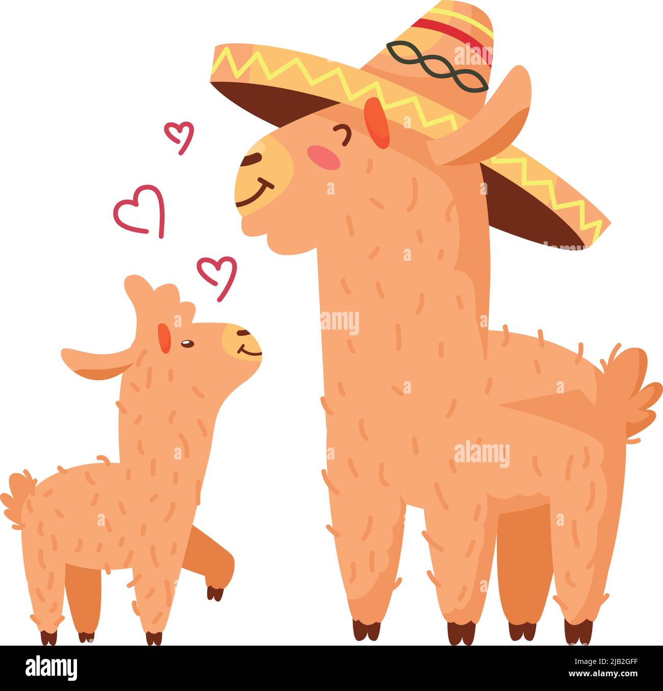 Happy llama family. Parent and baby animals love Stock Vector Image ...