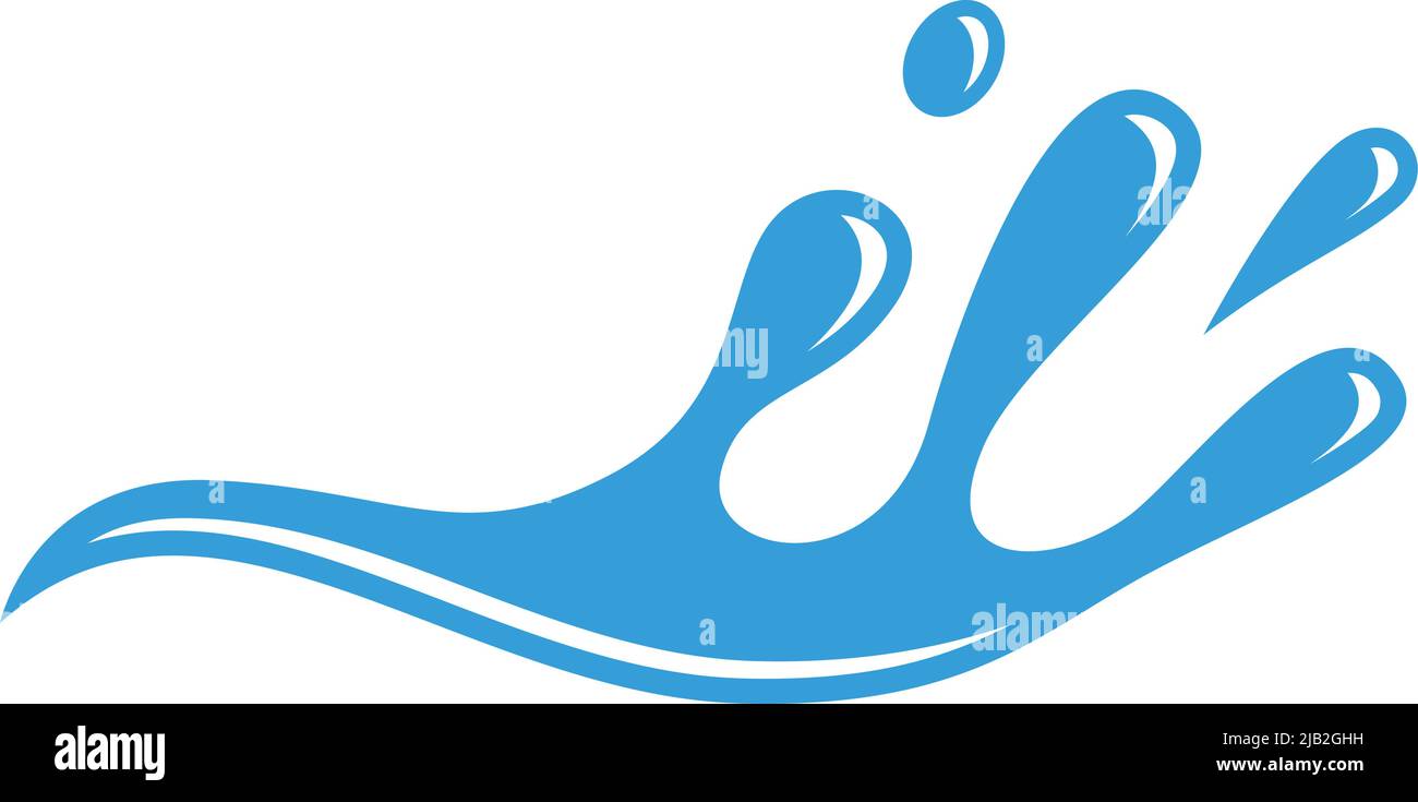 Blue splash icon. Water flow with droplets. Fluid logo Stock Vector ...