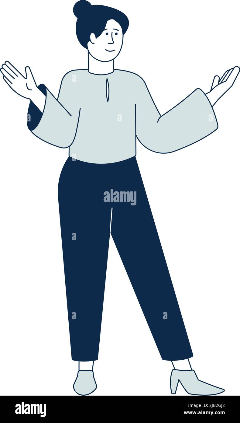 Woman shrugging white background Stock Vector Images - Alamy