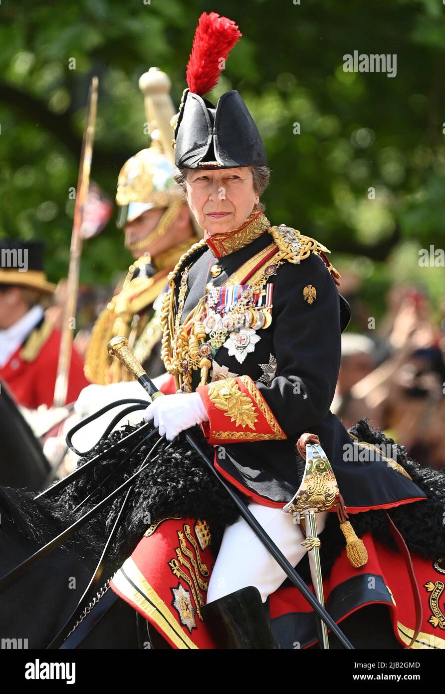 June 2nd, 2022. London, UK. Princess Anne riding on horseback during ...