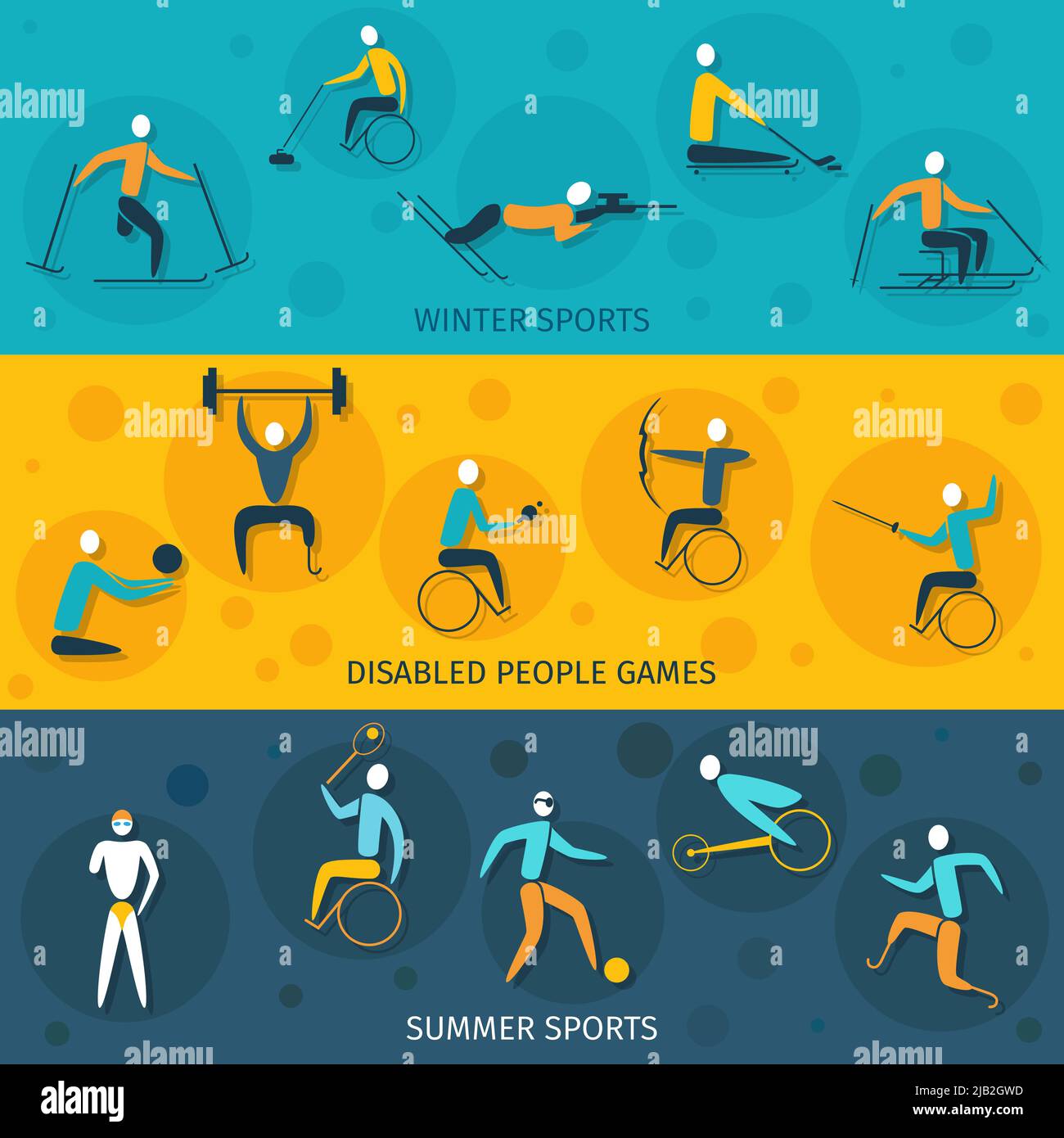 Disabled sports banners set isolated with winter and summer games ...