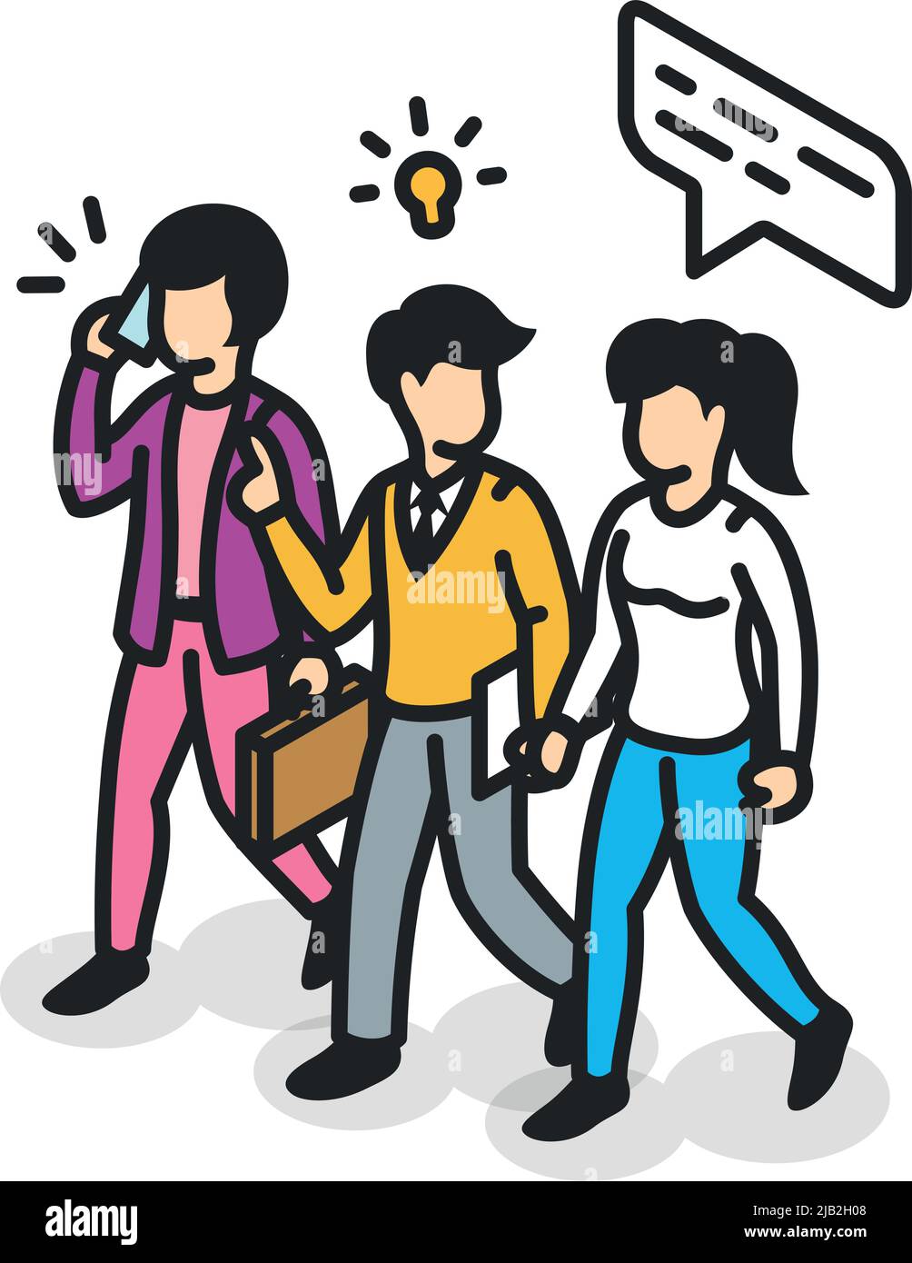 Isometric people walking together. Team idea development Stock Vector ...