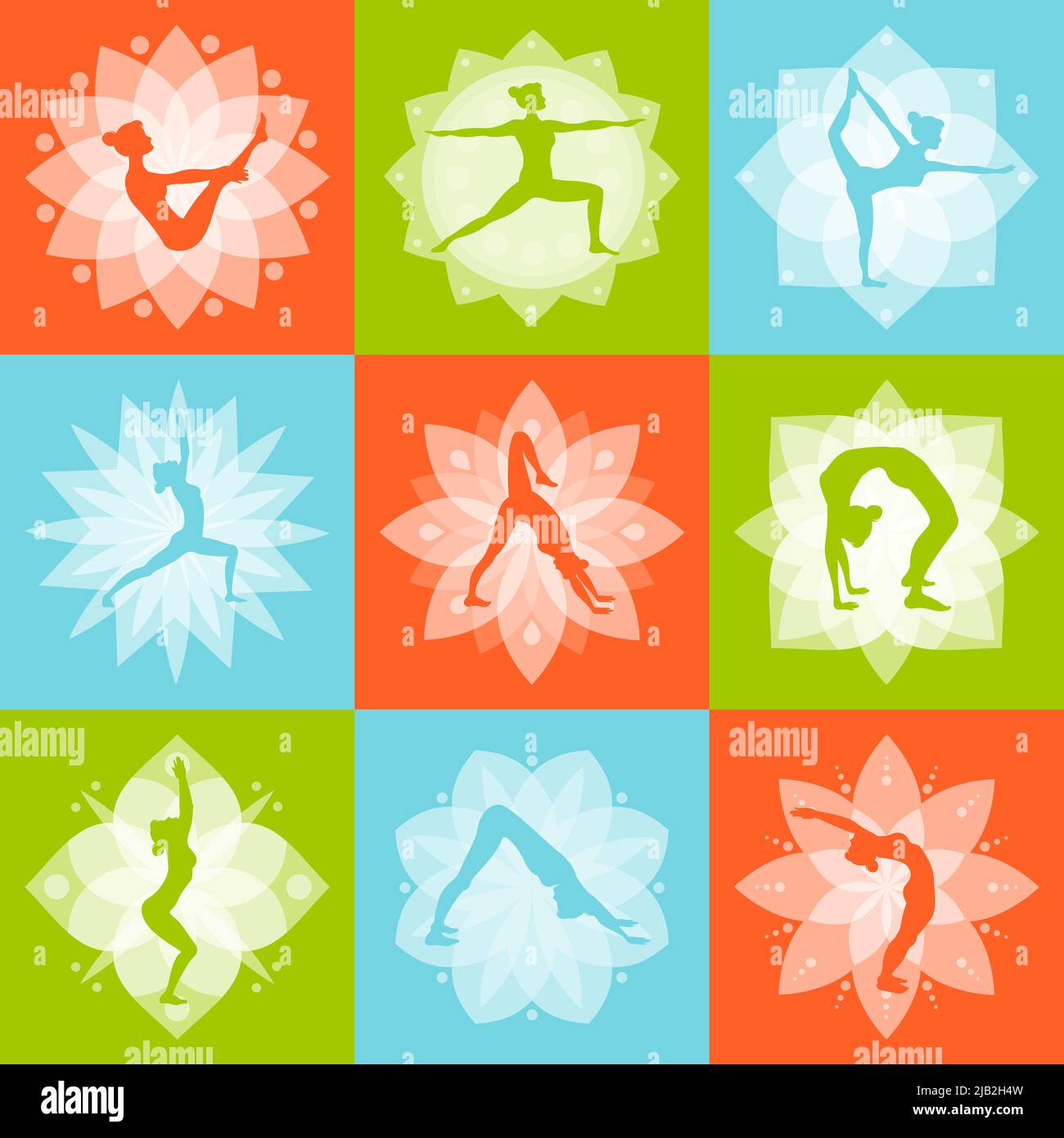 Yoga mind body and health fitness design concept set isolated vector ...