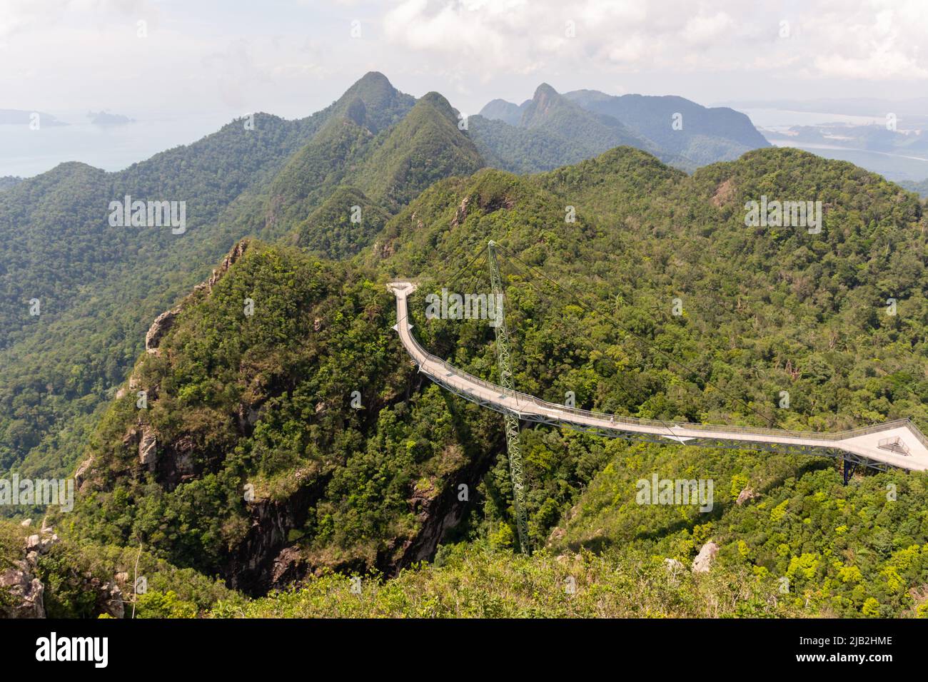 High angle view of the Langkawi Skybridge and the surrounding dense ...