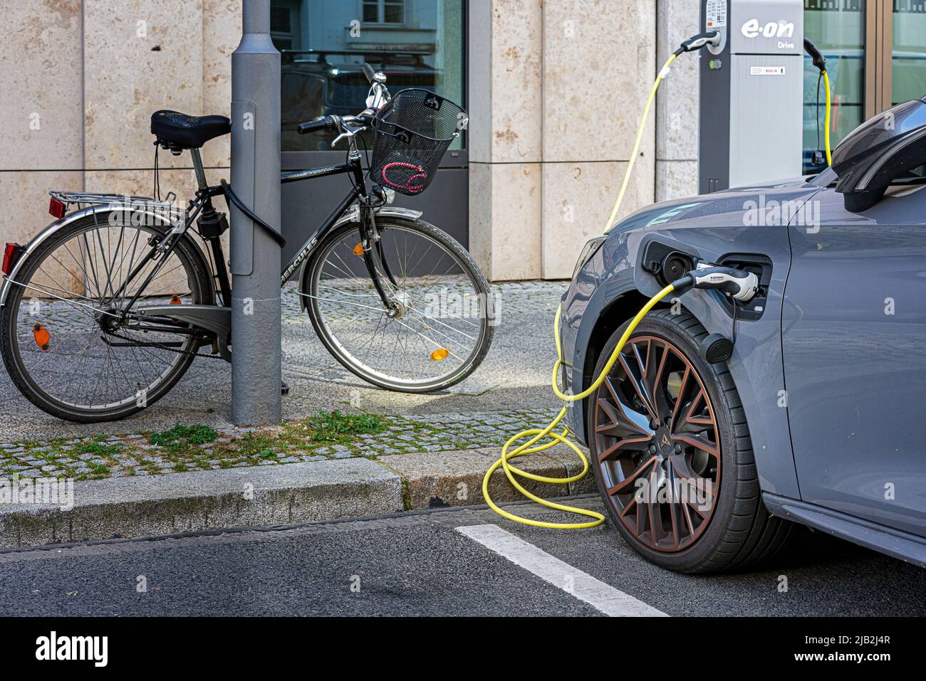 Electric car charging station in the city, Berlin, Germany Stock Photo ...