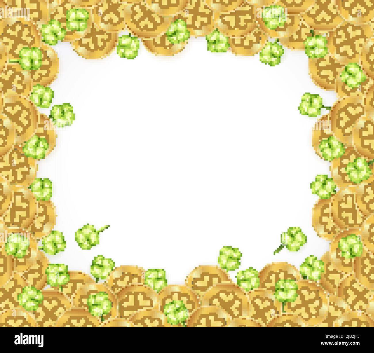 St patricks day frame with decorations from glossy golden coins and ...