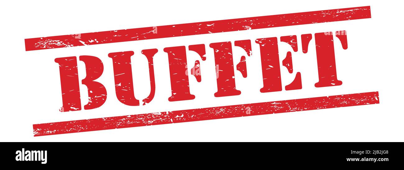 BUFFET text on red grungy vintage rubber stamp Stock Photo - Alamy