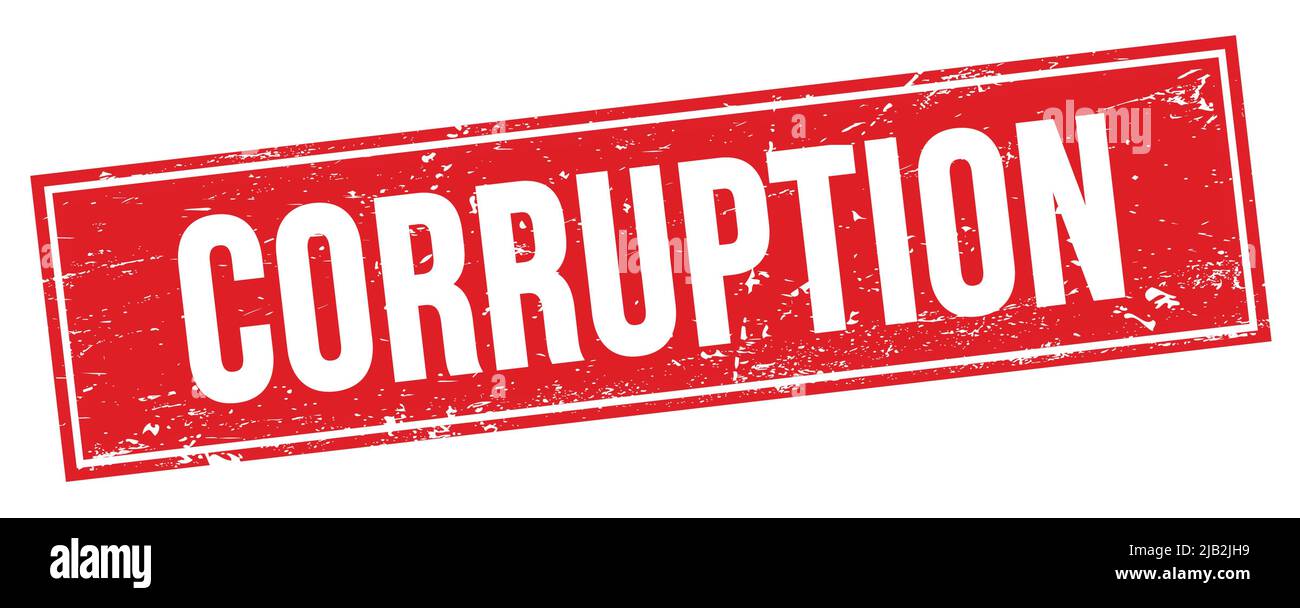 CORRUPTION text on red grungy rectangle stamp sign Stock Photo - Alamy