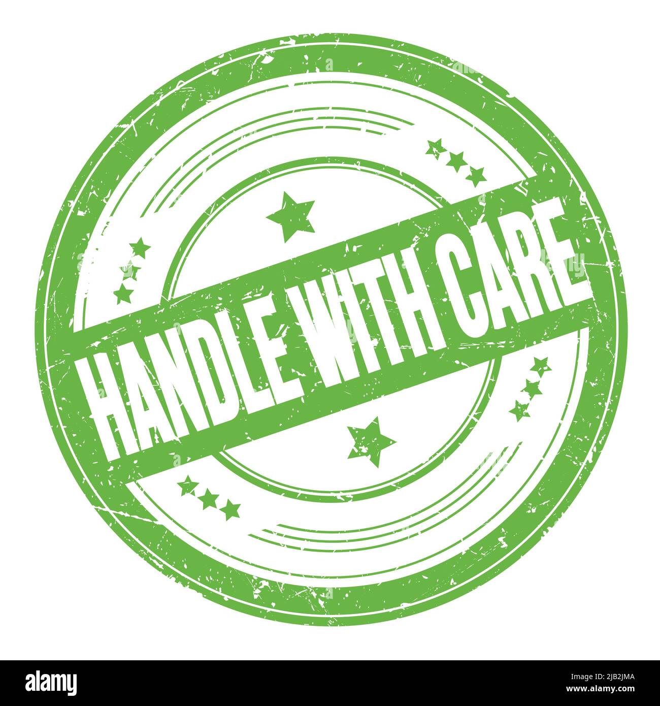 HANDLE WITH CARE text on green round grungy texture stamp Stock Photo ...