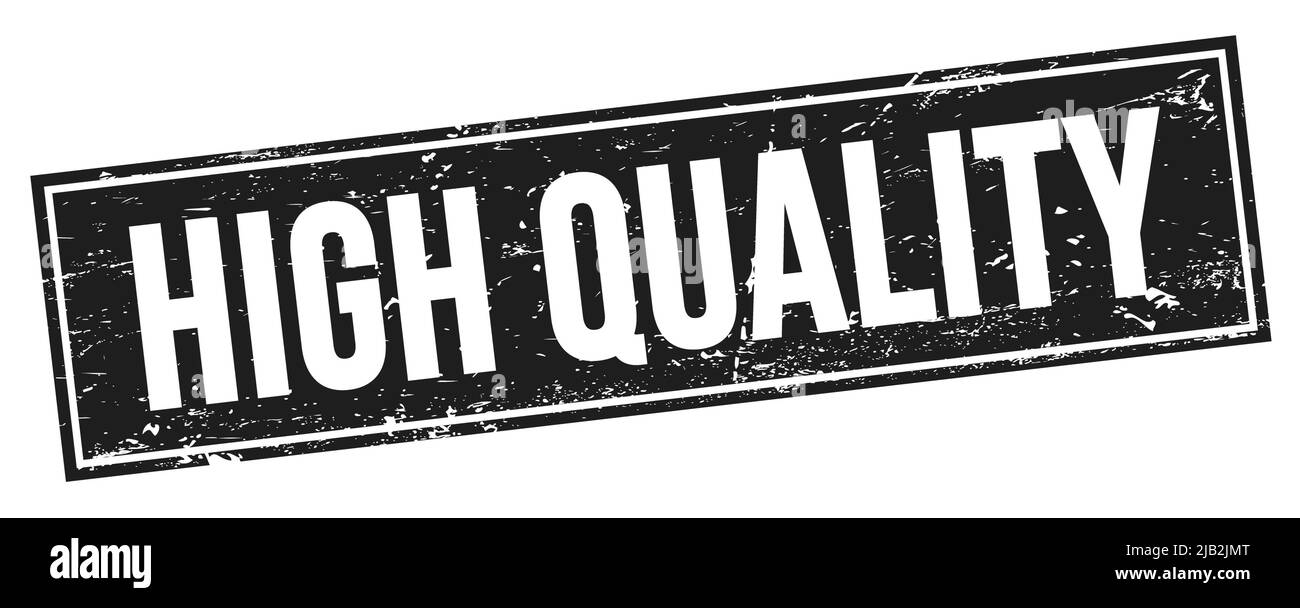 HIGH QUALITY text on black grungy rectangle stamp sign Stock Photo - Alamy