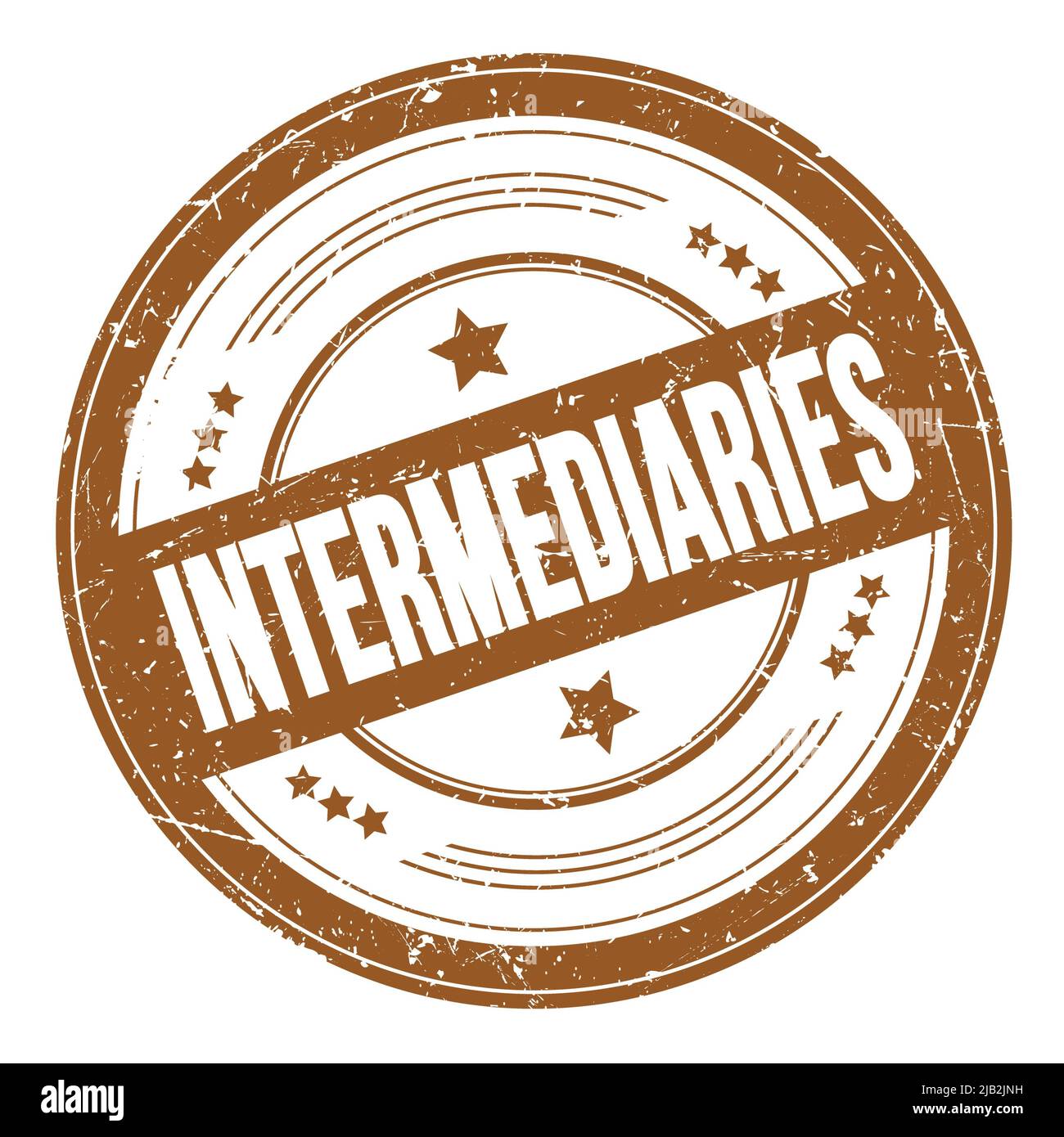 INTERMEDIARIES text on brown round grungy texture stamp Stock Photo - Alamy