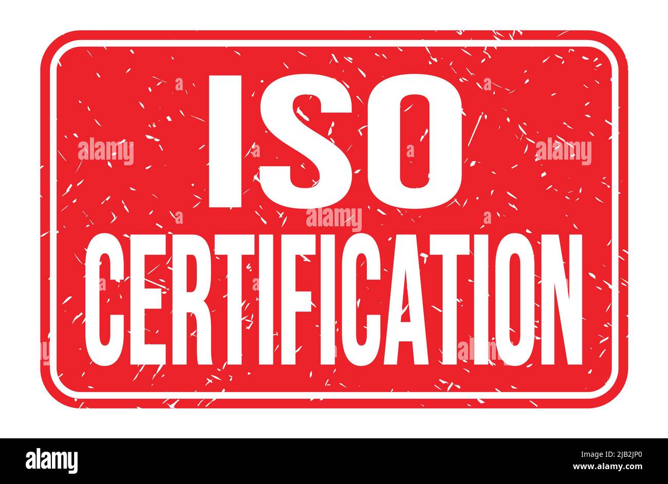 ISO CERTIFICATION, words written on red rectangle stamp sign Stock ...