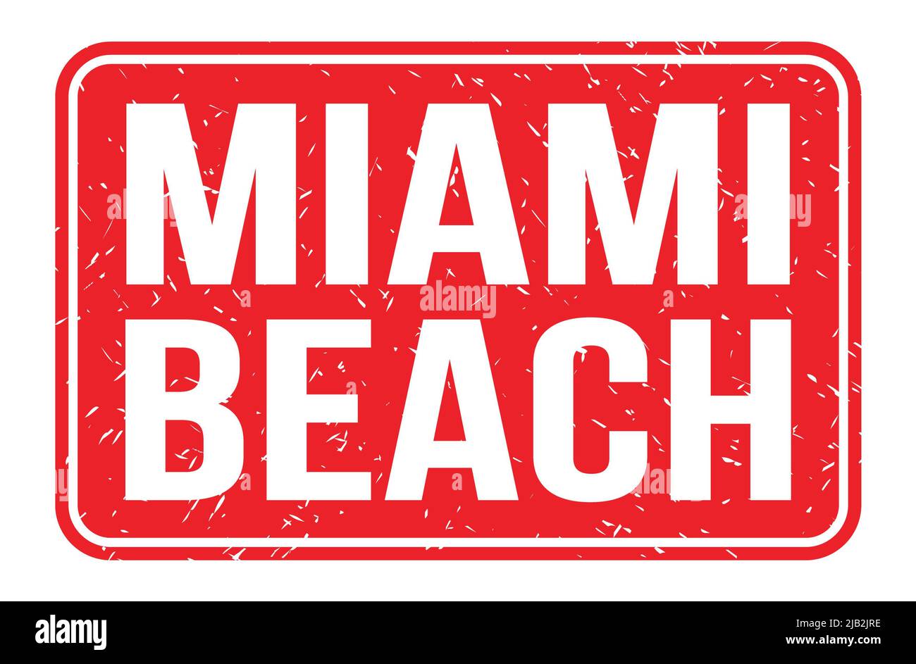 MIAMI BEACH, words written on red rectangle stamp sign Stock Photo - Alamy