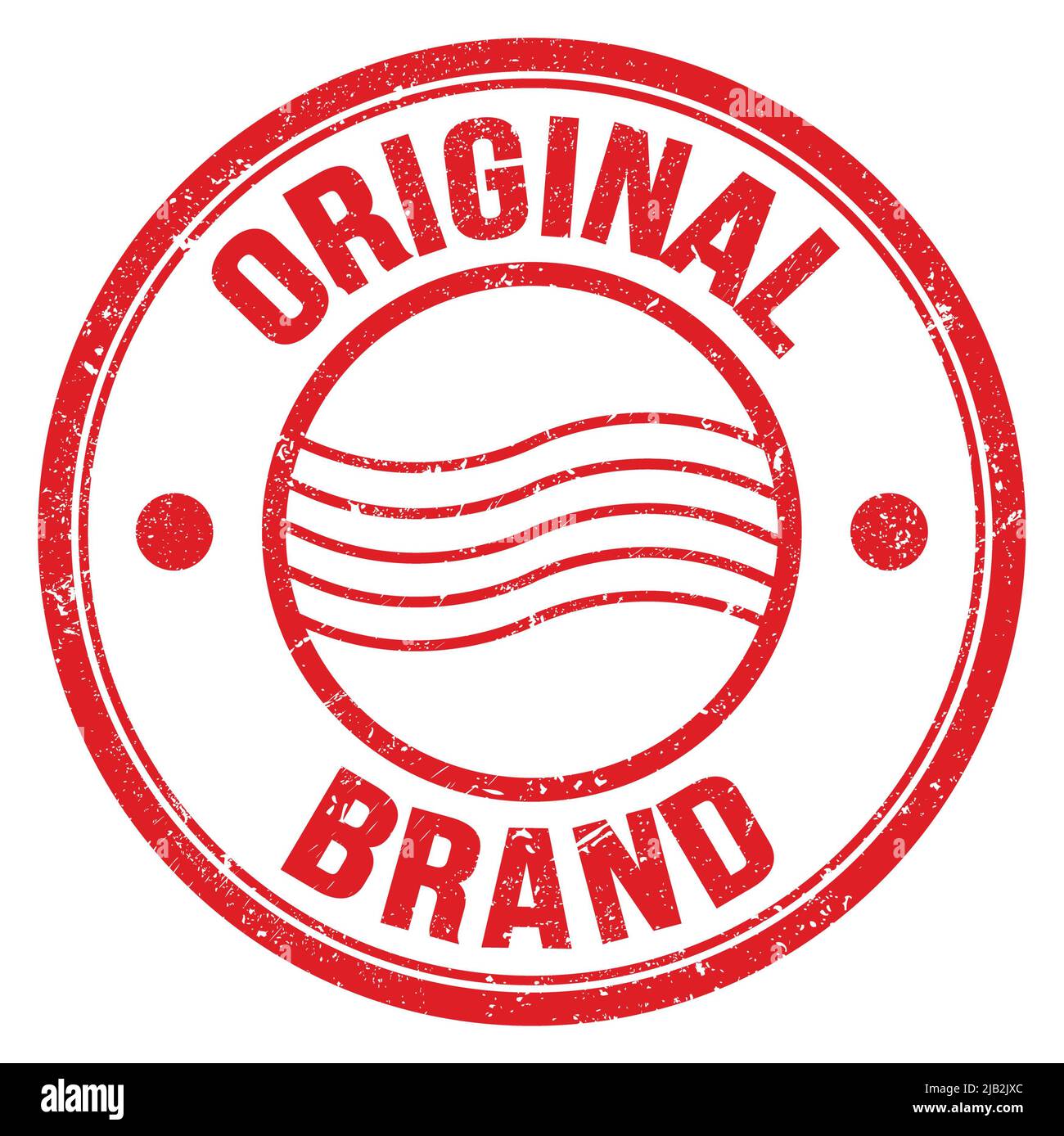 ORIGINAL BRAND text written on red round postal stamp sign Stock Photo ...