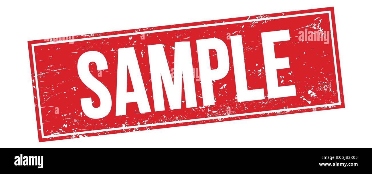 SAMPLE text on red grungy rectangle stamp sign Stock Photo - Alamy