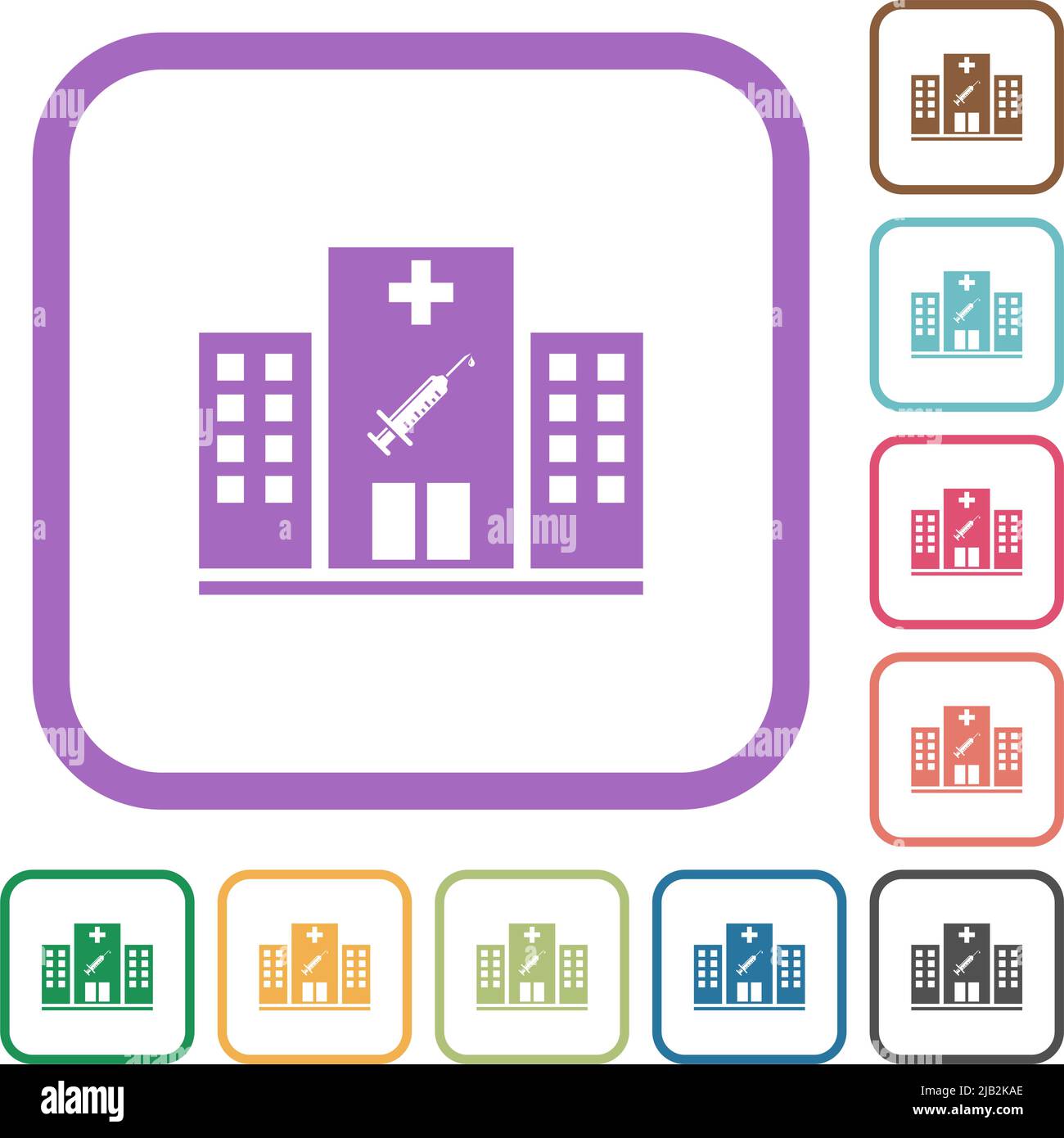 Vaccination station simple icons in color rounded square frames on ...