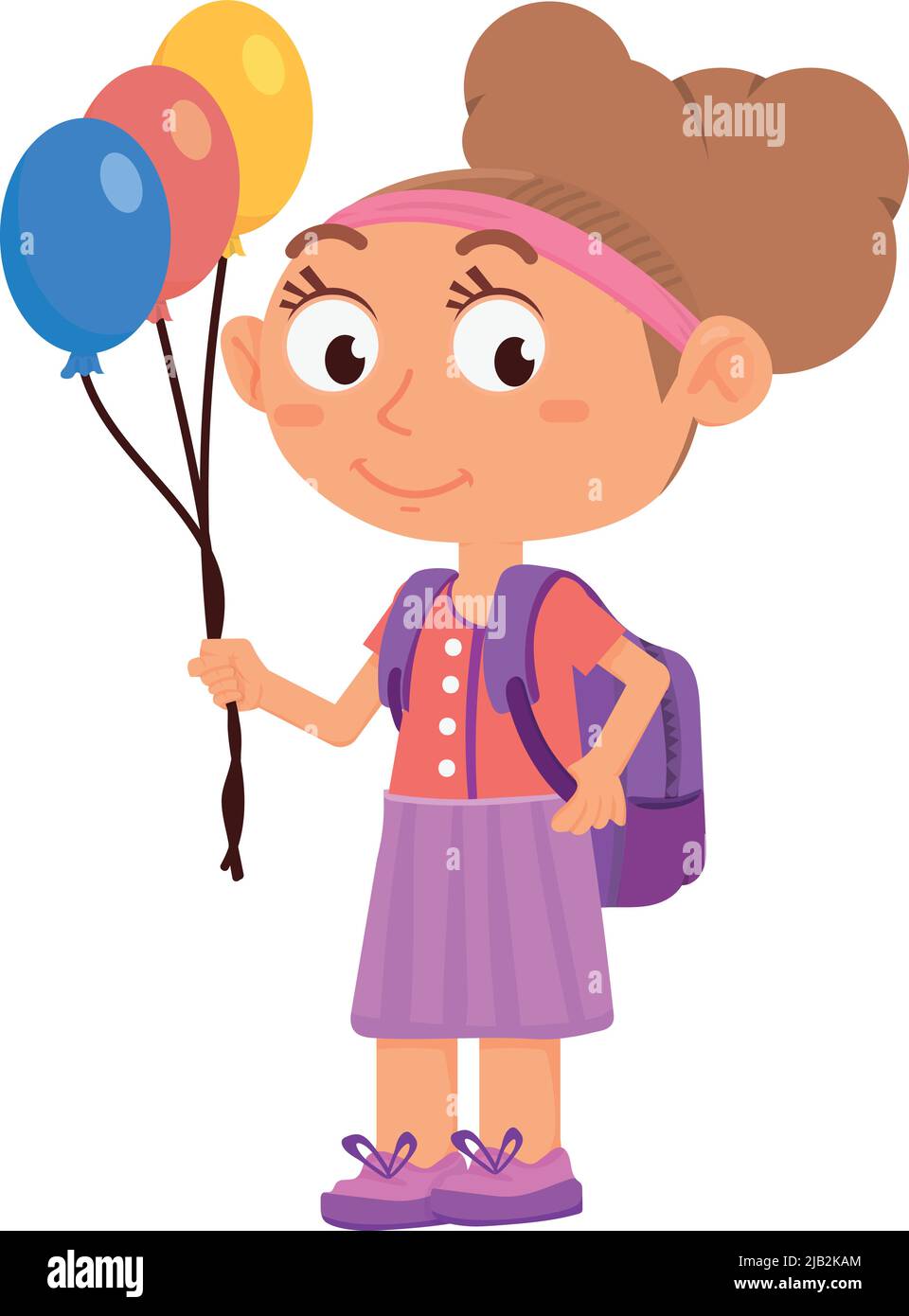 Cute girl with balloons. Happy school kid character Stock Vector Image ...